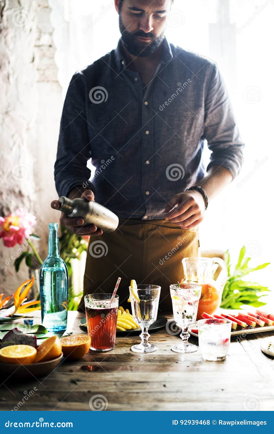 Bartender Guy Working Prepare Cocktail Skills Stock Photo - Image of ...