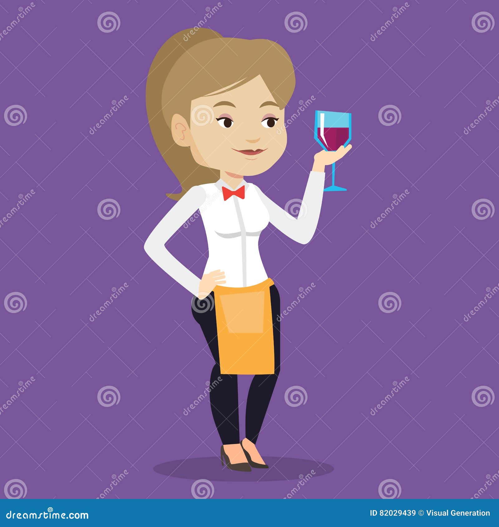 Bartender Holding A Glass Of Wine In Hand Stock Vector Illustration