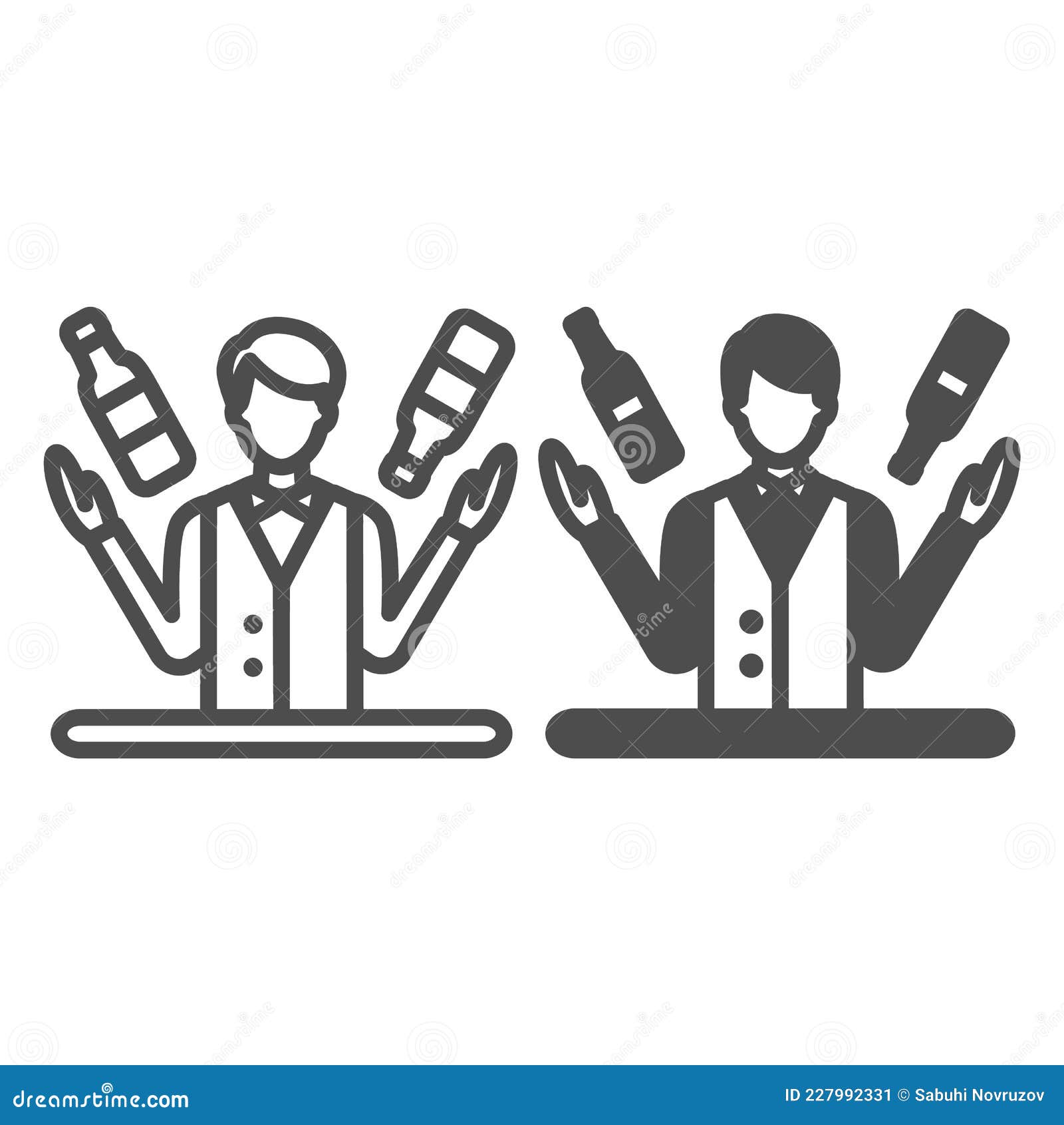 Barkeeper Icon In Trendy Blue Eyes Style Isolated On Soft Blue ...