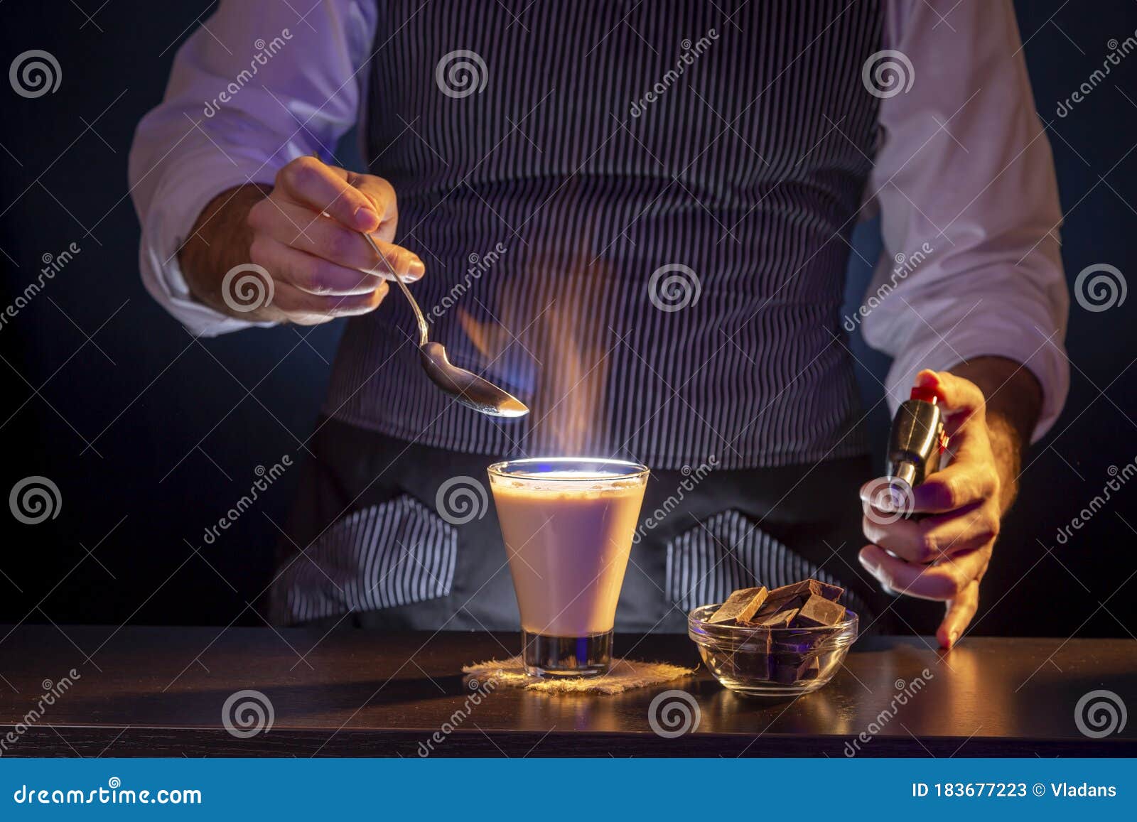 Bartender Lighting Cocktail on Fire Stock Image - Image of hour ...