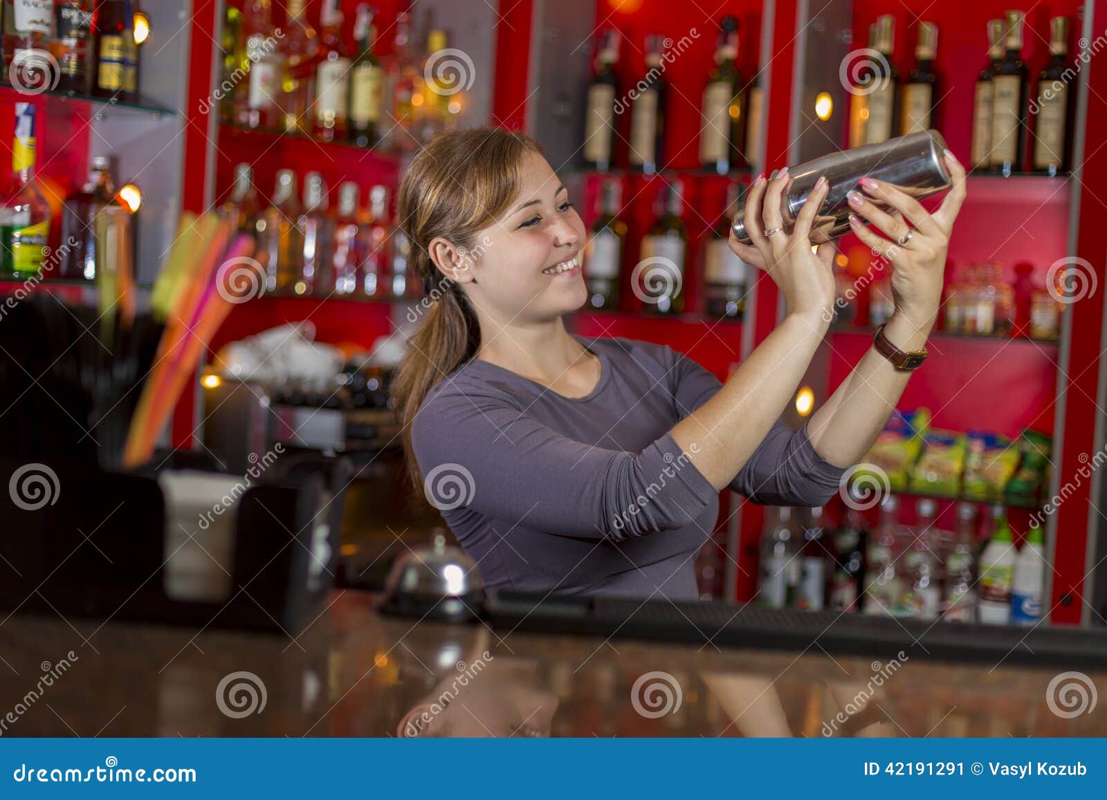 Bartender makes cocktail stock image. Image of drinks - 42191291