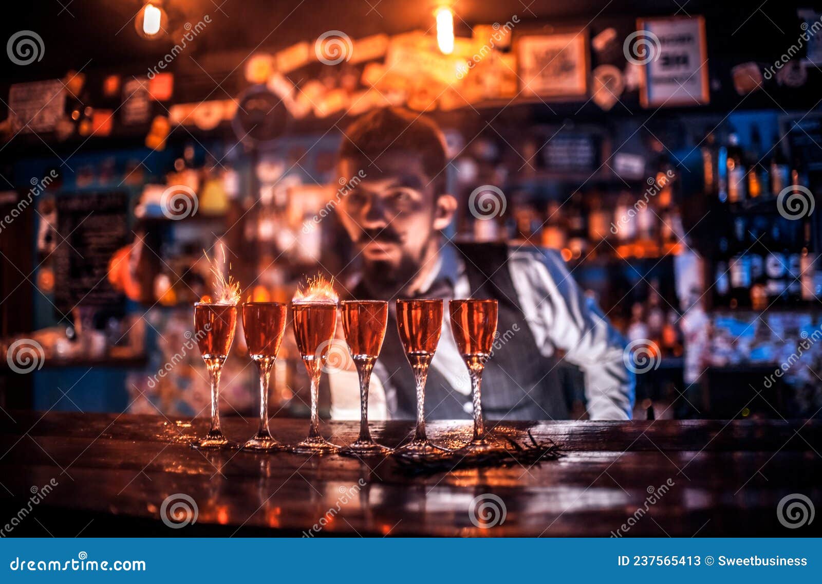 Barman Concocts a Cocktail in the Saloon Stock Image - Image of ...