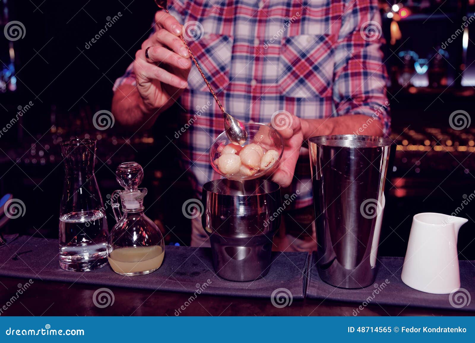 Bartender is Making a Cocktail with Leechee, Toned Stock Image - Image ...
