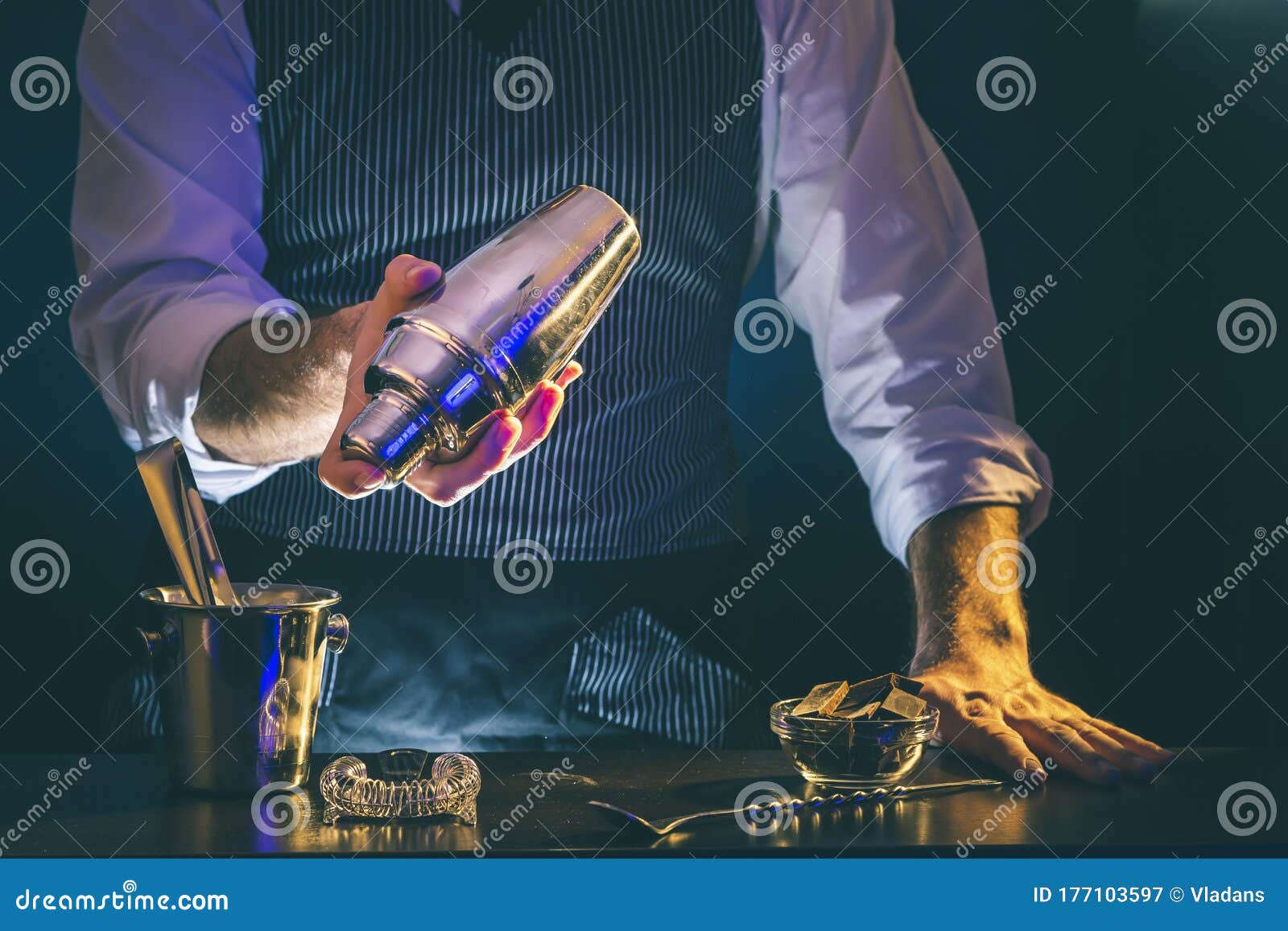 Bartender Making Cocktail, Using Cocktail Shaker Stock Image - Image of ...