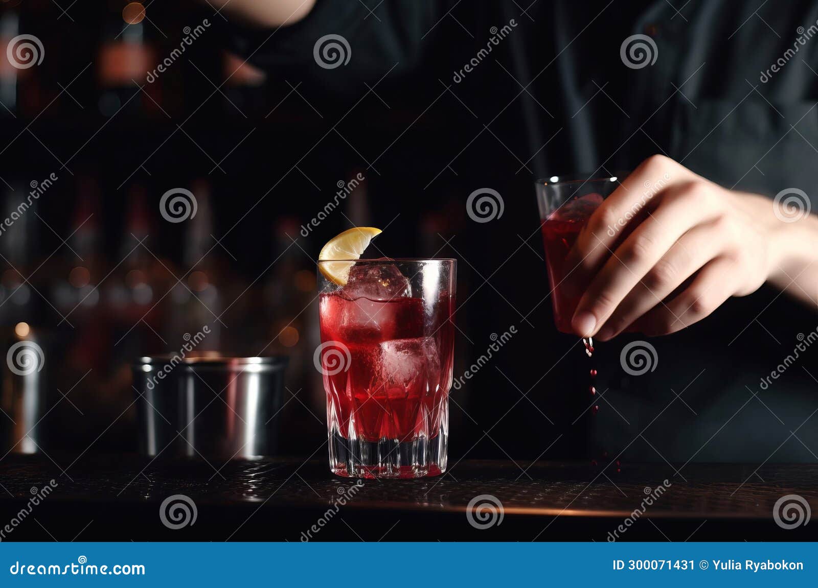 Bartender Making Fresh Cocktail Serving. Generate Ai Stock Illustration ...