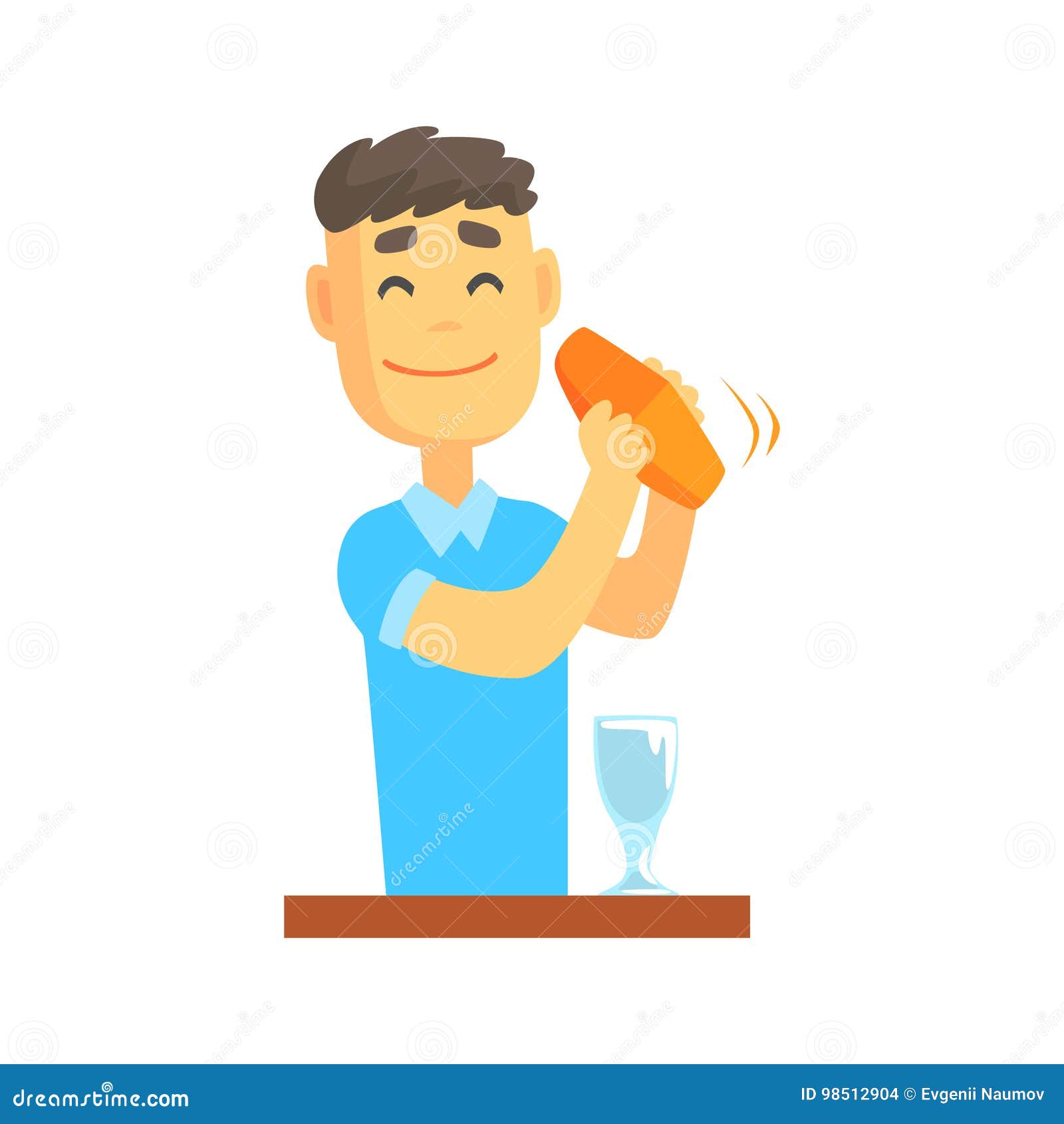 Bartender Man Character Standing At The Bar Counter Shaking Cocktail ...