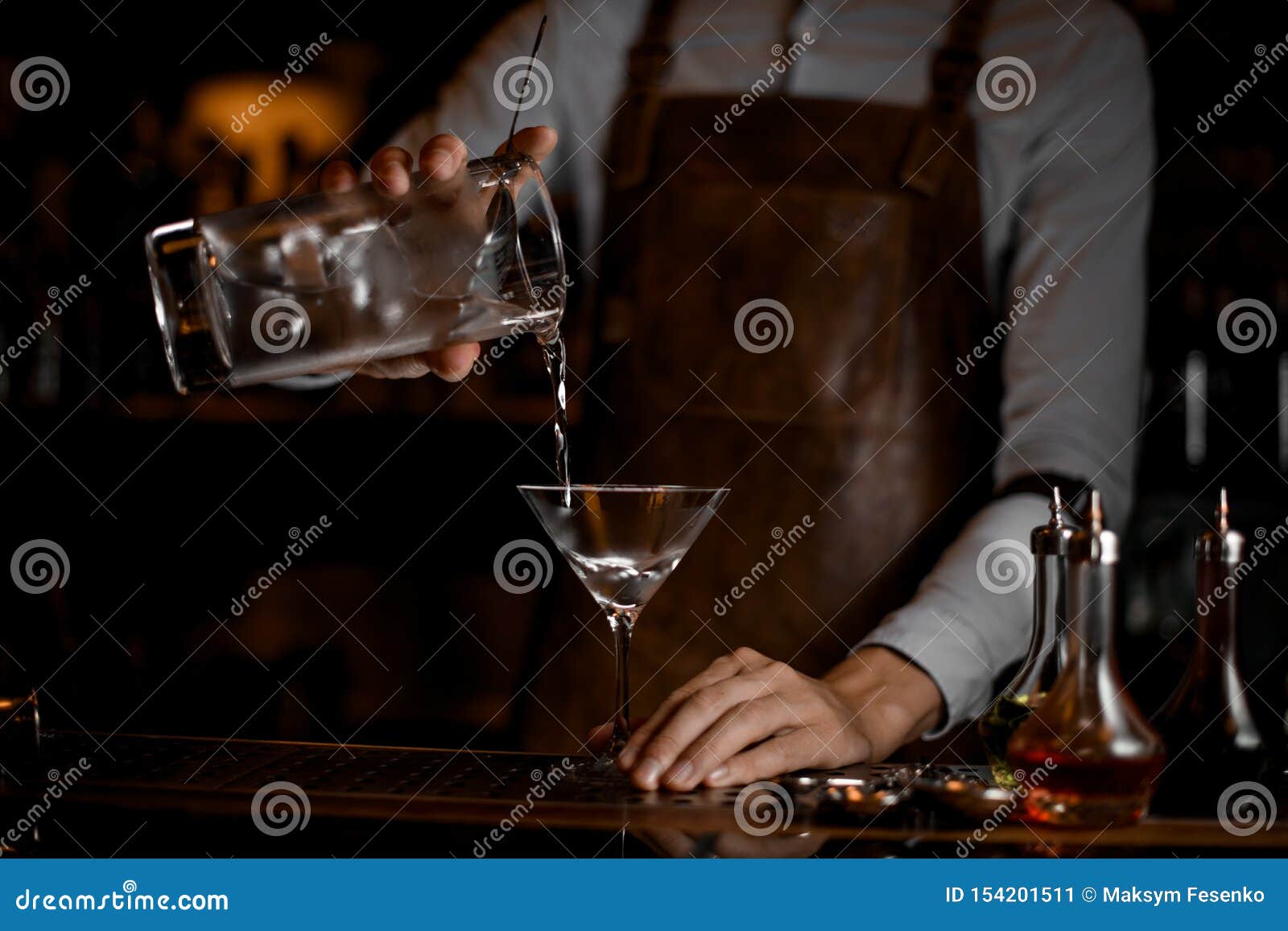 Bartender Pouring an Alcohol Drink from Jar Stock Image - Image of flow ...