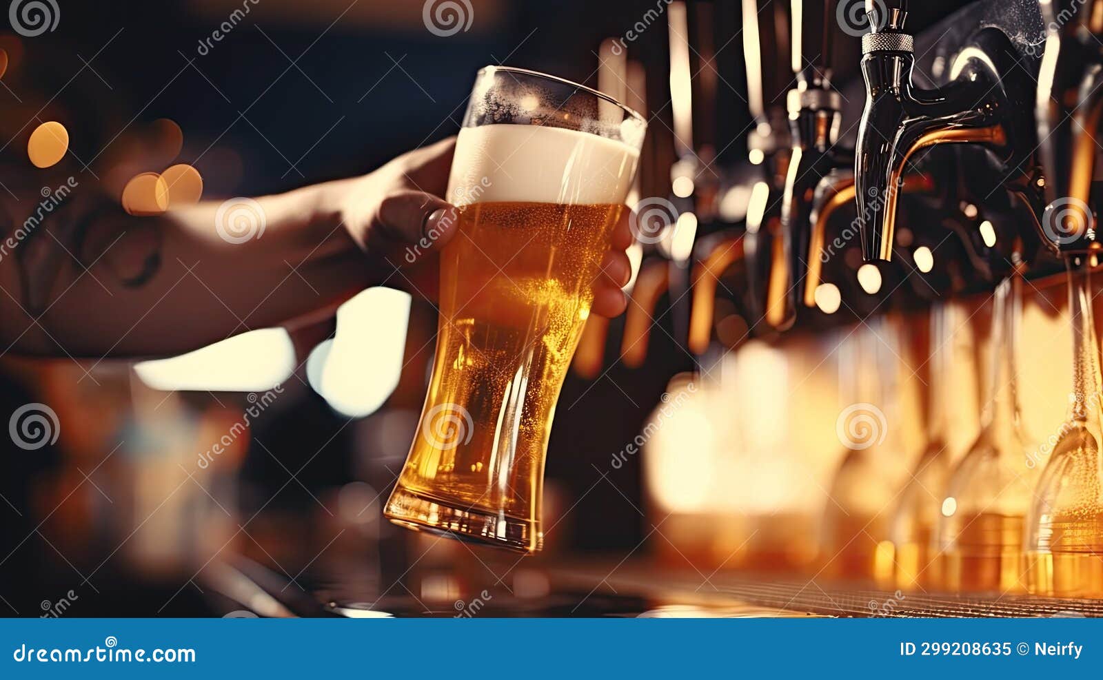 Bartender Pouring Beer in Glass Stock Illustration - Illustration of ...