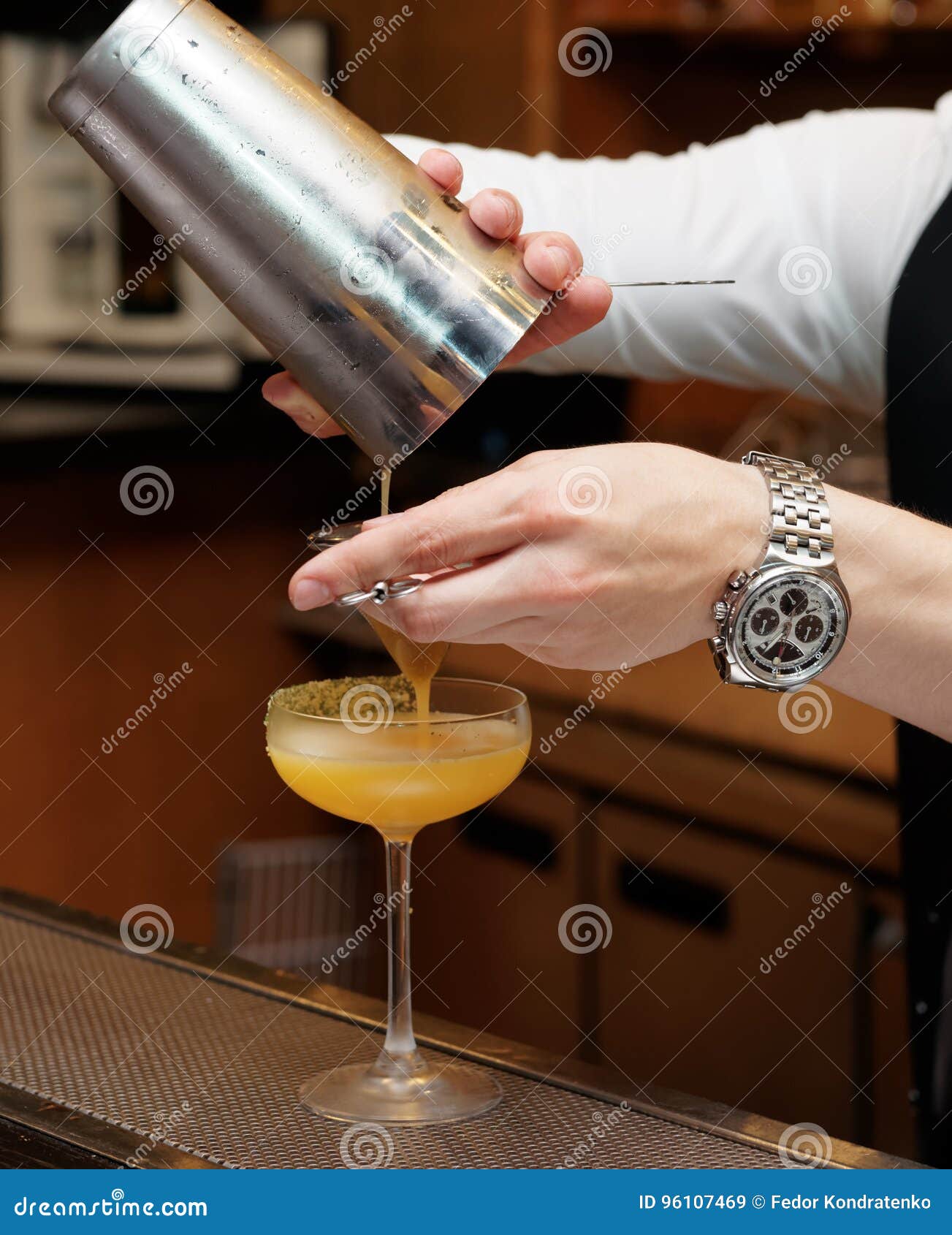 Bartender is Pouring Cocktail from Shaker Stock Image - Image of ...