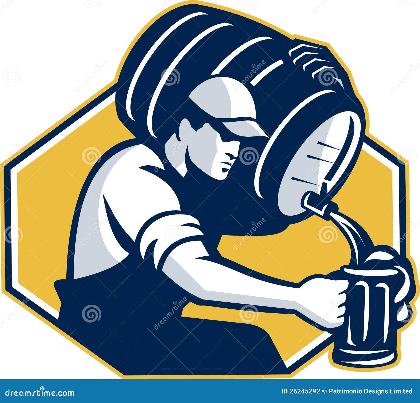 Bartender Pouring Beer For Client Vector Silhouette Isolated On White ...