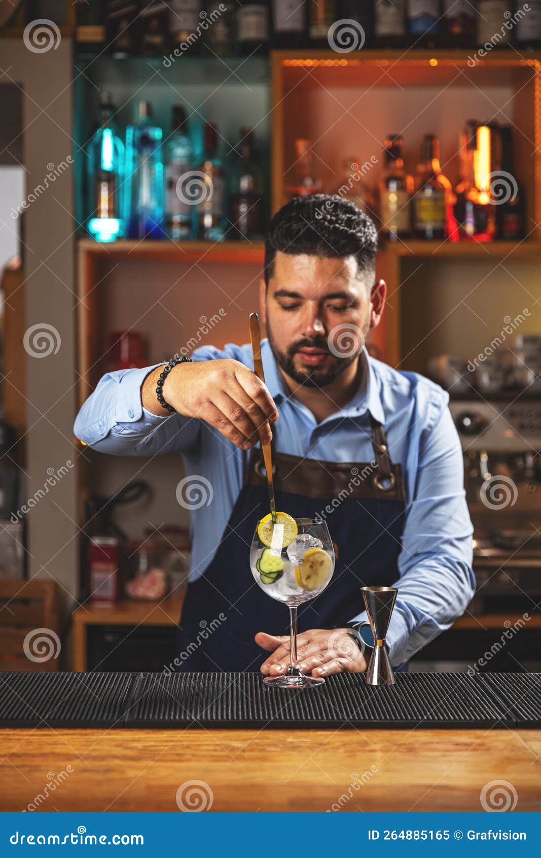 Bartender Preparing Delicious Cocktail Stock Image - Image of garnish ...