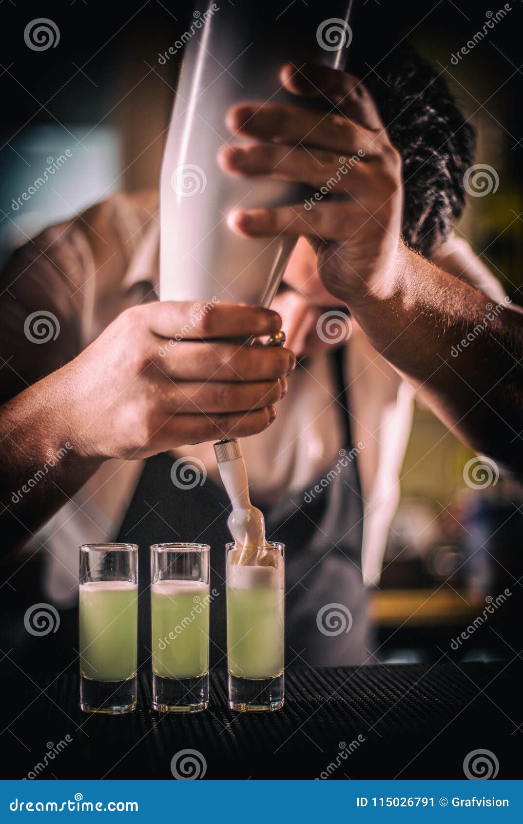 Bartender Preparing Short Drink Stock Image - Image of making ...