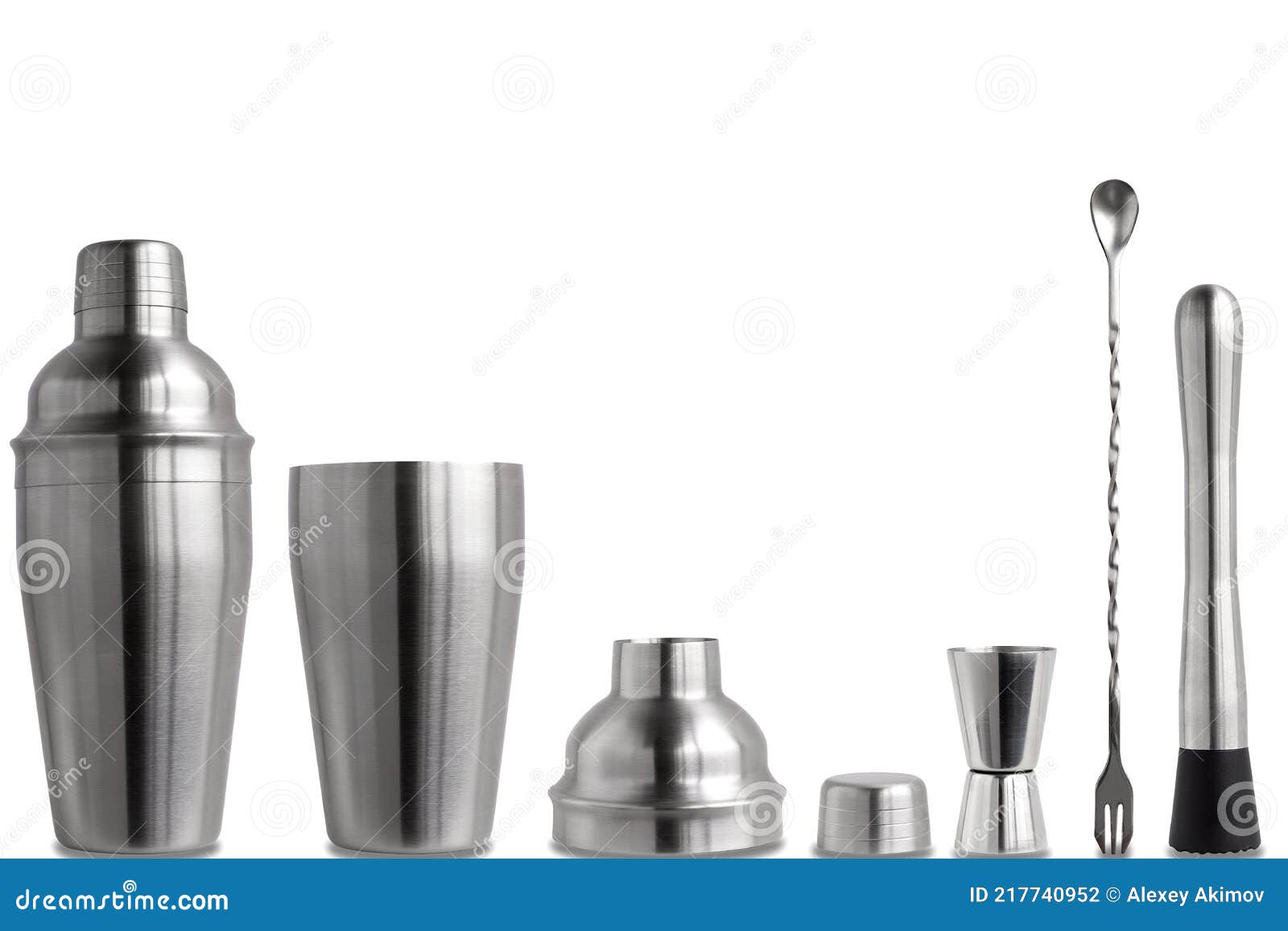 Bartender`s Kit on a White Background in Isolation. Stock Photo - Image ...