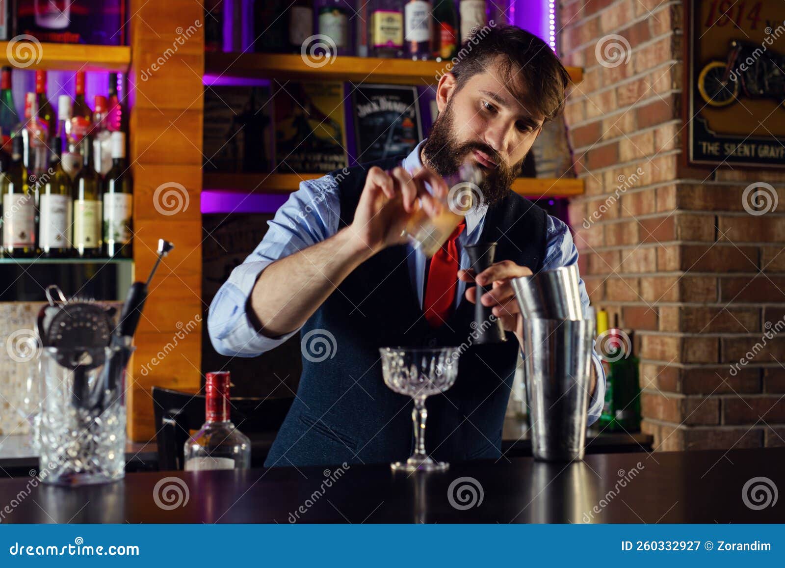 Bartender Serve Cocktail Drink for Customer at the Bar Stock Image ...