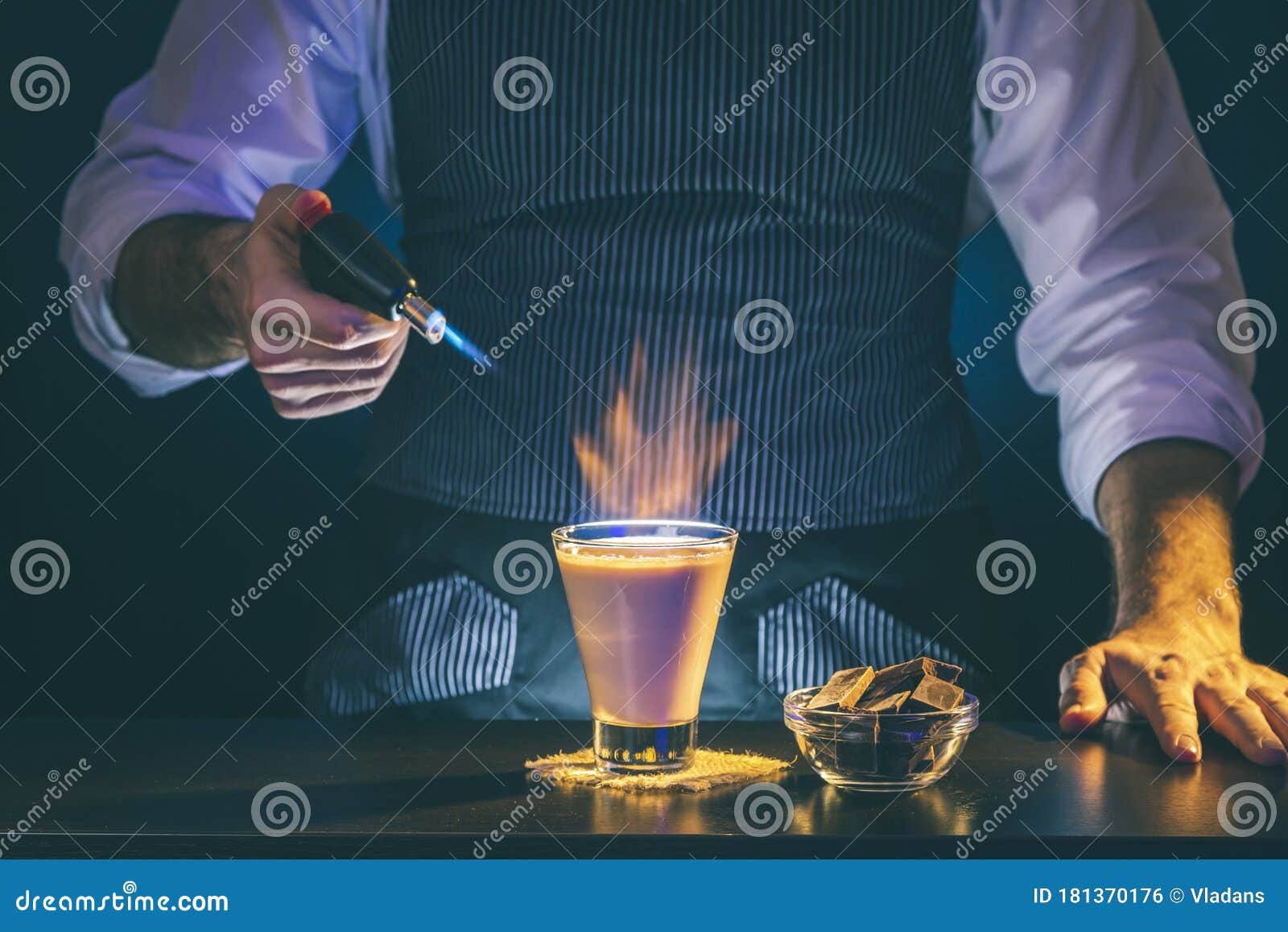 Bartender Setting Cocktail on Fire Stock Photo - Image of baileys, fire ...