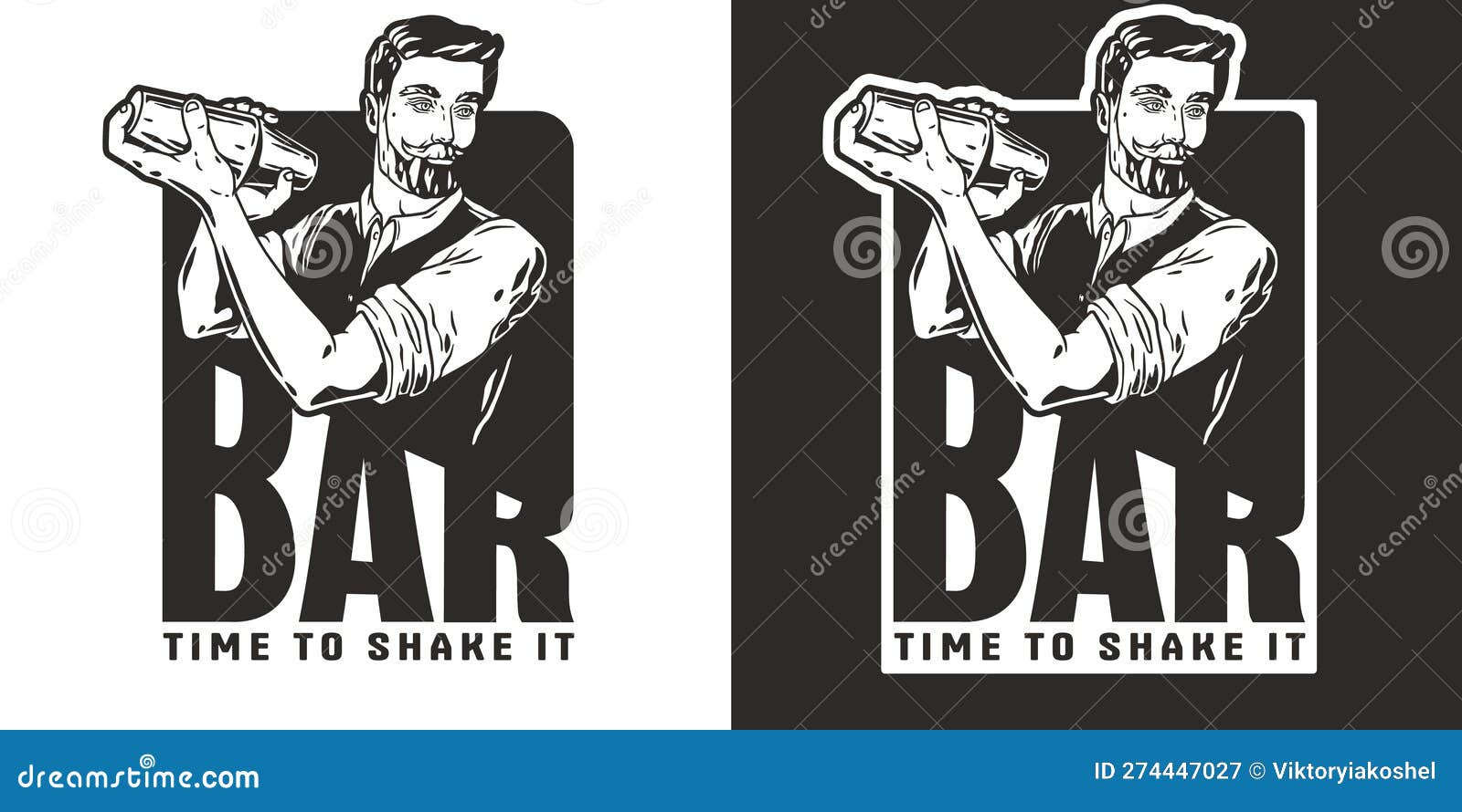 Bartender with Shaker for Bartending. Barman with Beard and Mustache ...
