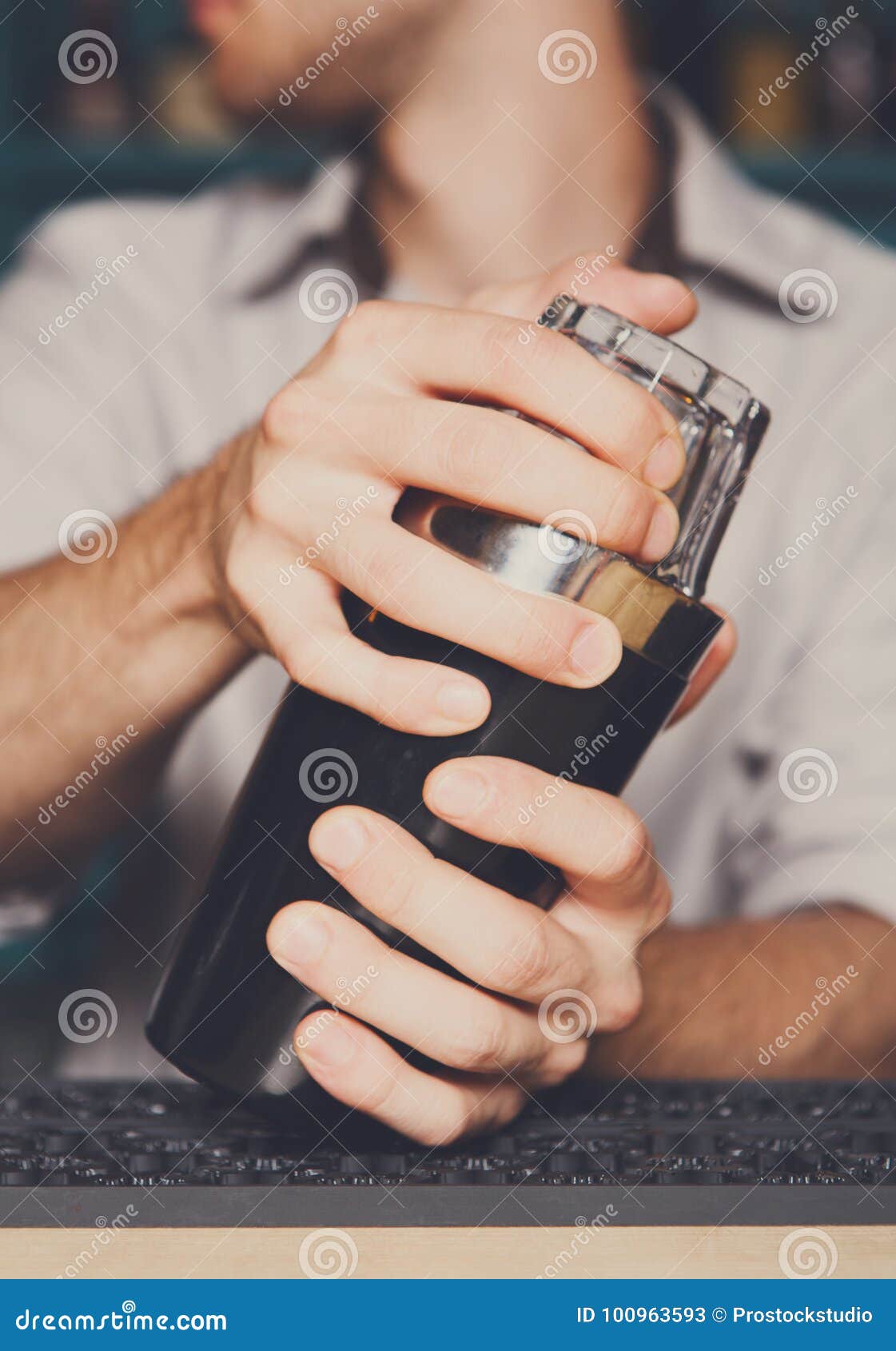 Bartender Shaking and Mixing Alcohol Cocktail Stock Image - Image of ...