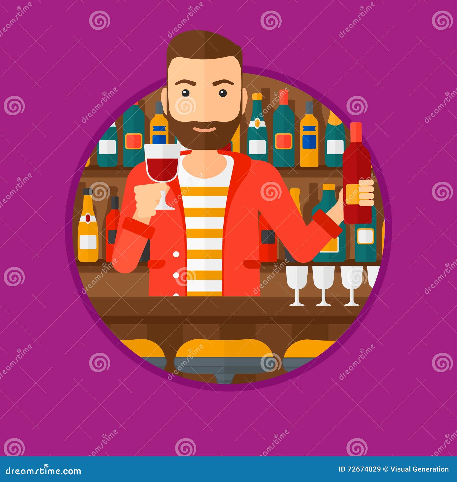 Bartender Standing At The Bar Counter. Cartoon Vector | CartoonDealer ...