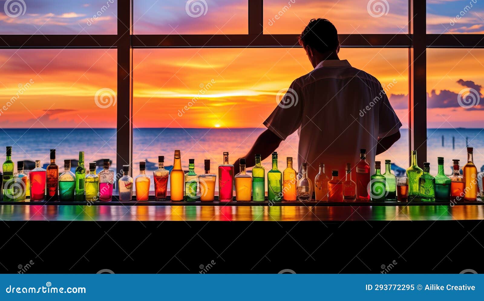 Bartender Standing At The Bar Counter. Cartoon Vector | CartoonDealer ...