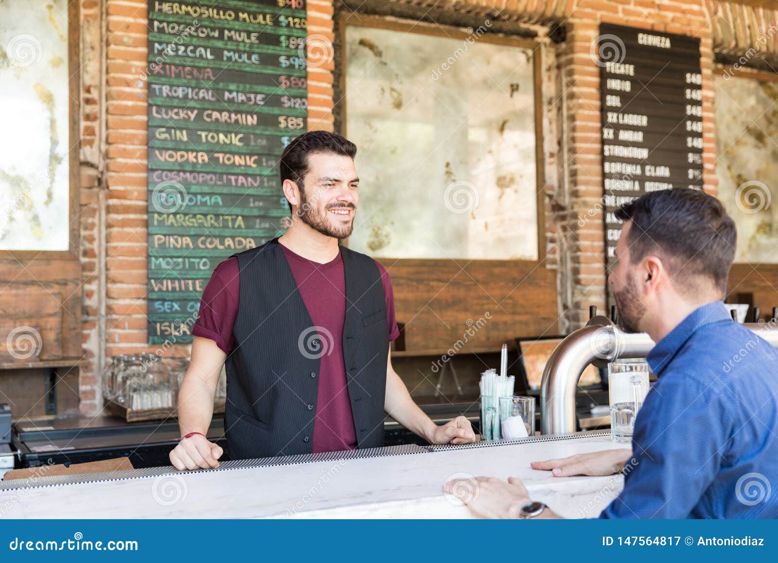 Bartender Taking an Order from Customer Stock Image - Image of worker ...