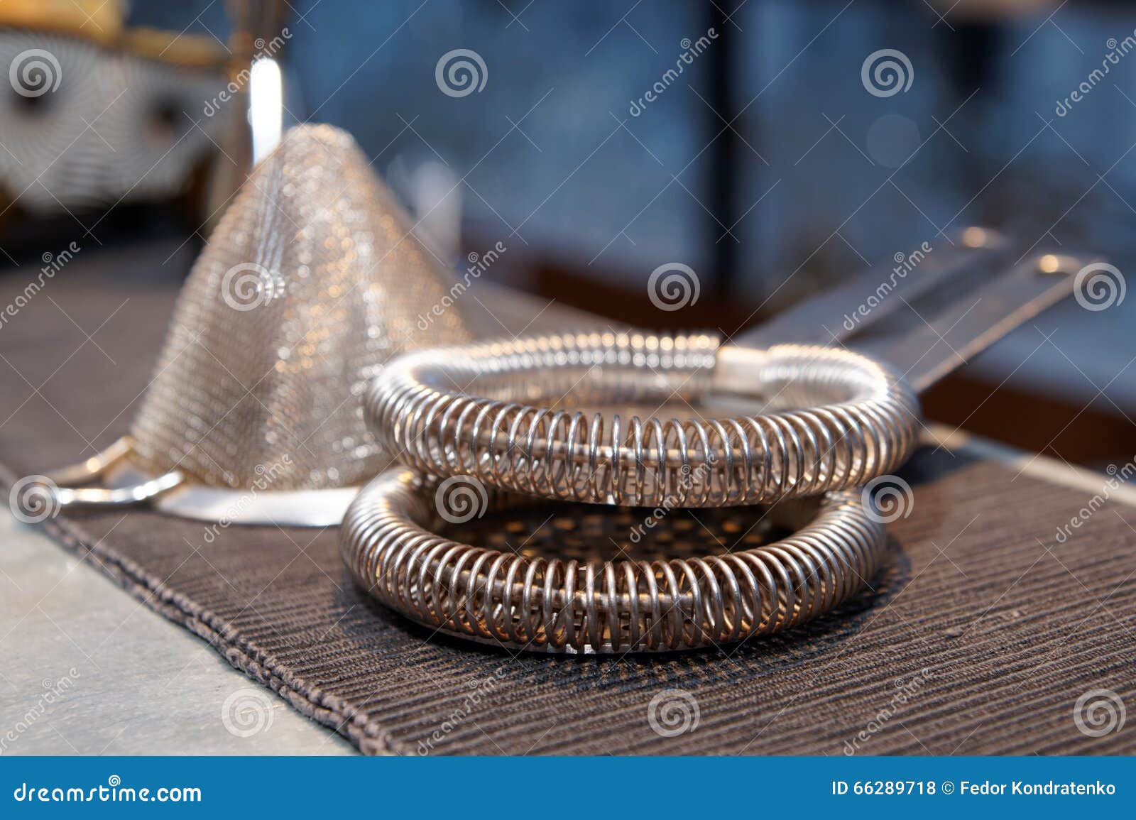 Bartender Tools on Bar Counter Stock Photo - Image of utensil, blurred ...