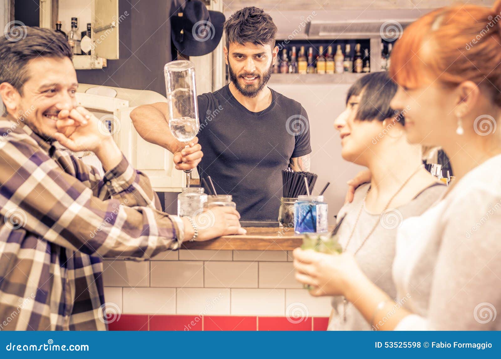 Bartender at work stock photo. Image of indoors, company - 53525598