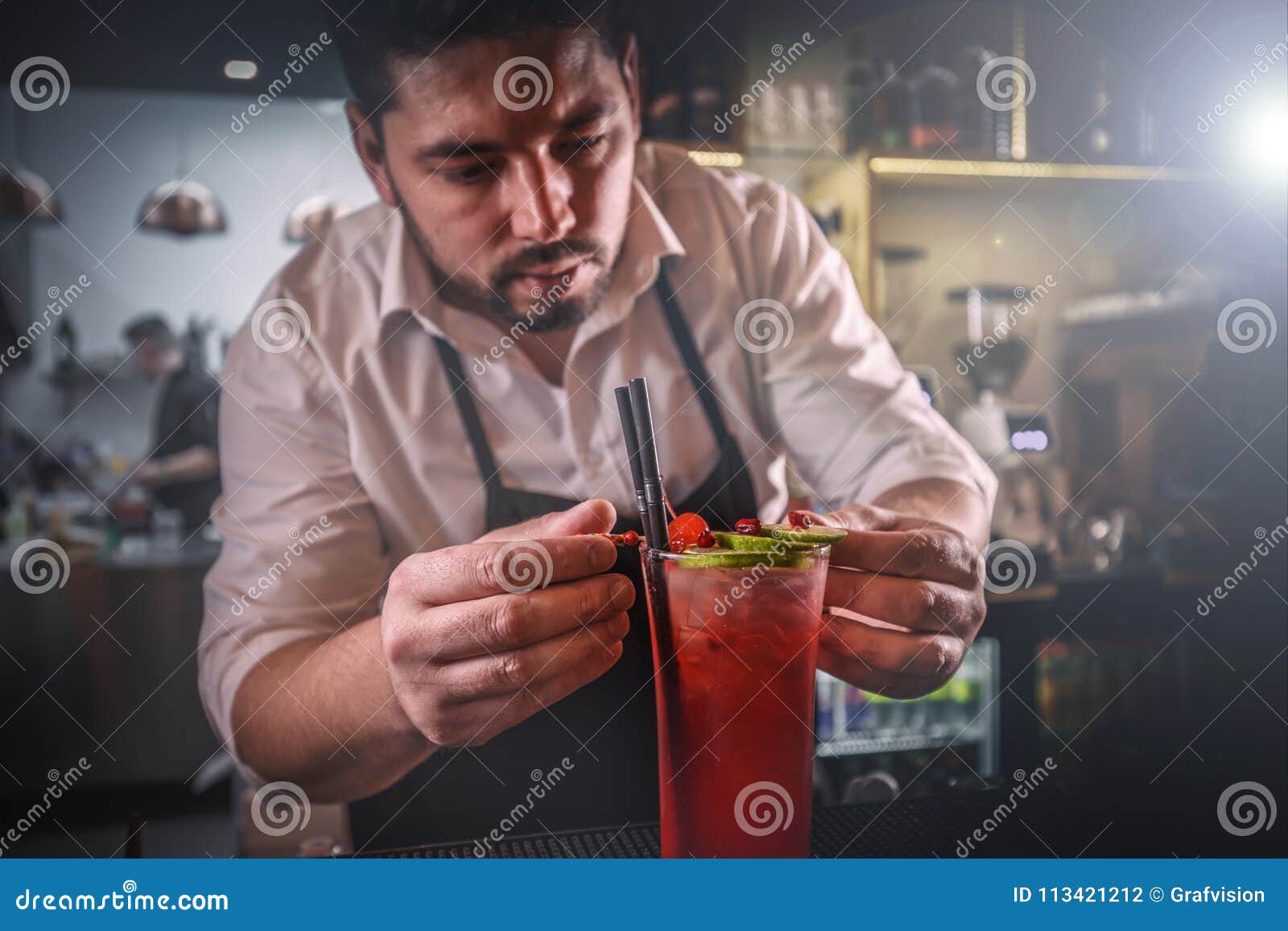Bartender at work stock photo. Image of decorating, lime - 113421212