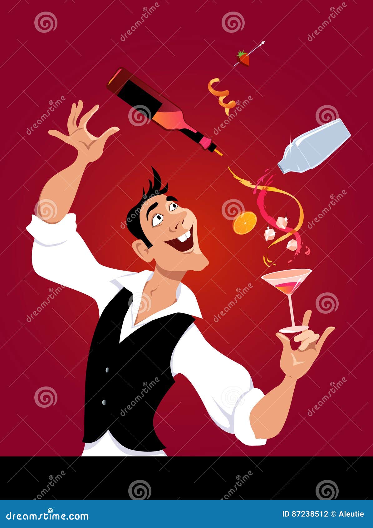 Bartender at work stock vector. Illustration of alcohol - 87238512