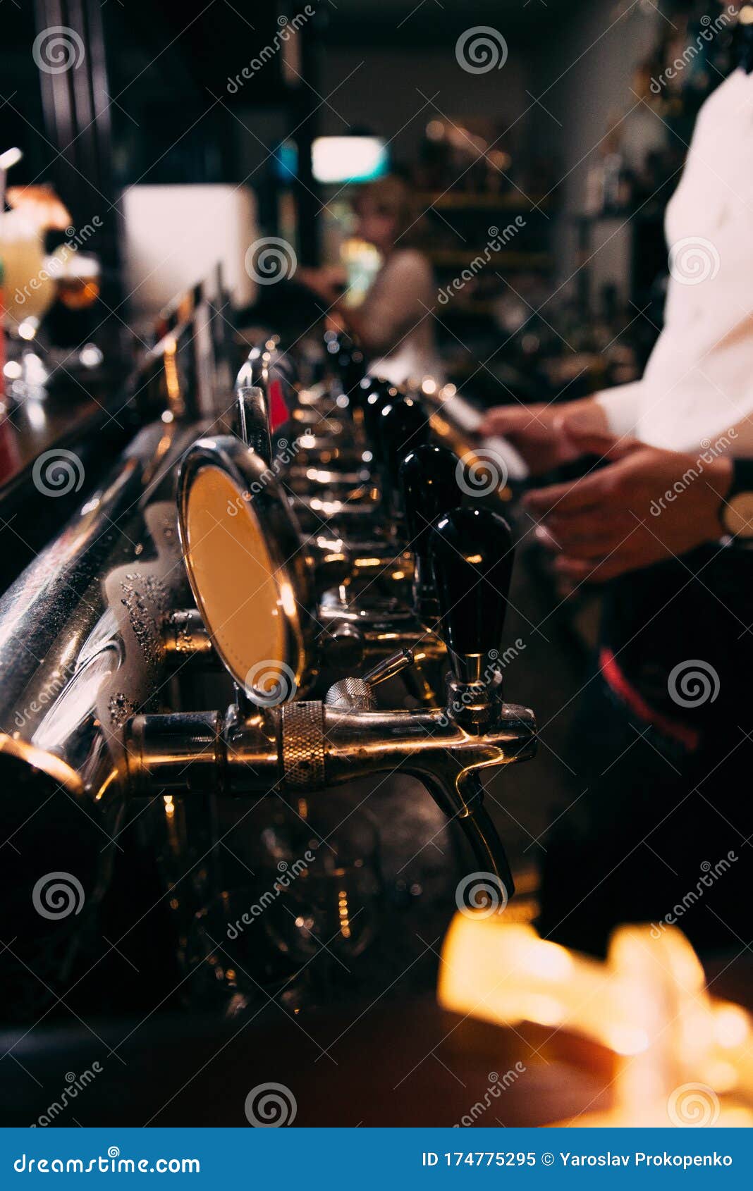 The Bartender Works at the Bar. the Working Process Stock Image - Image ...
