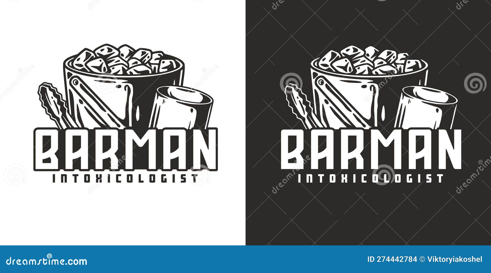 Bartending Design with Glass and Ice for Cocktail Bar and Bartender or ...