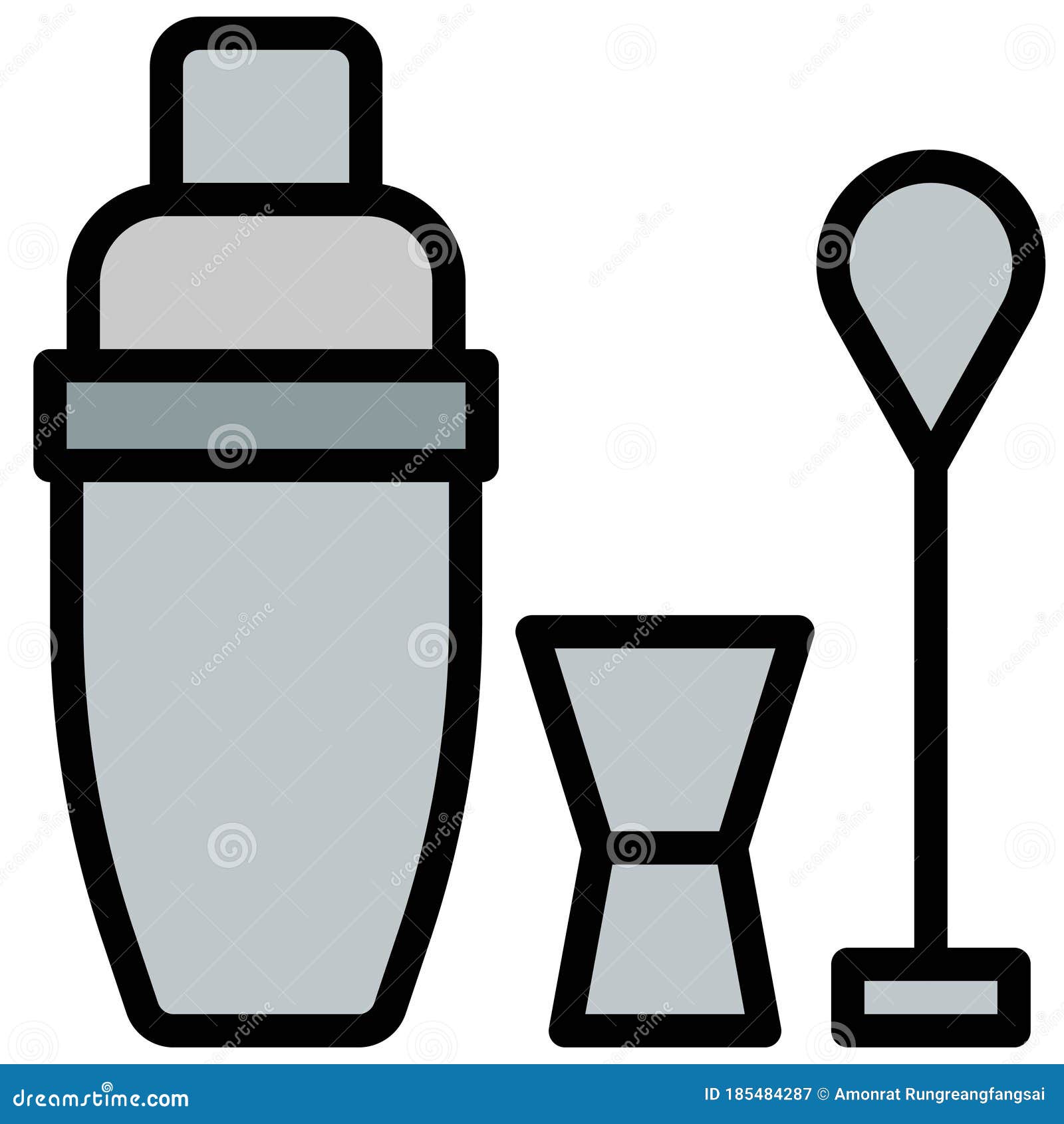 Bartending Equipment Icon, Shaker Jigger and Bar Spoon Stock Vector ...