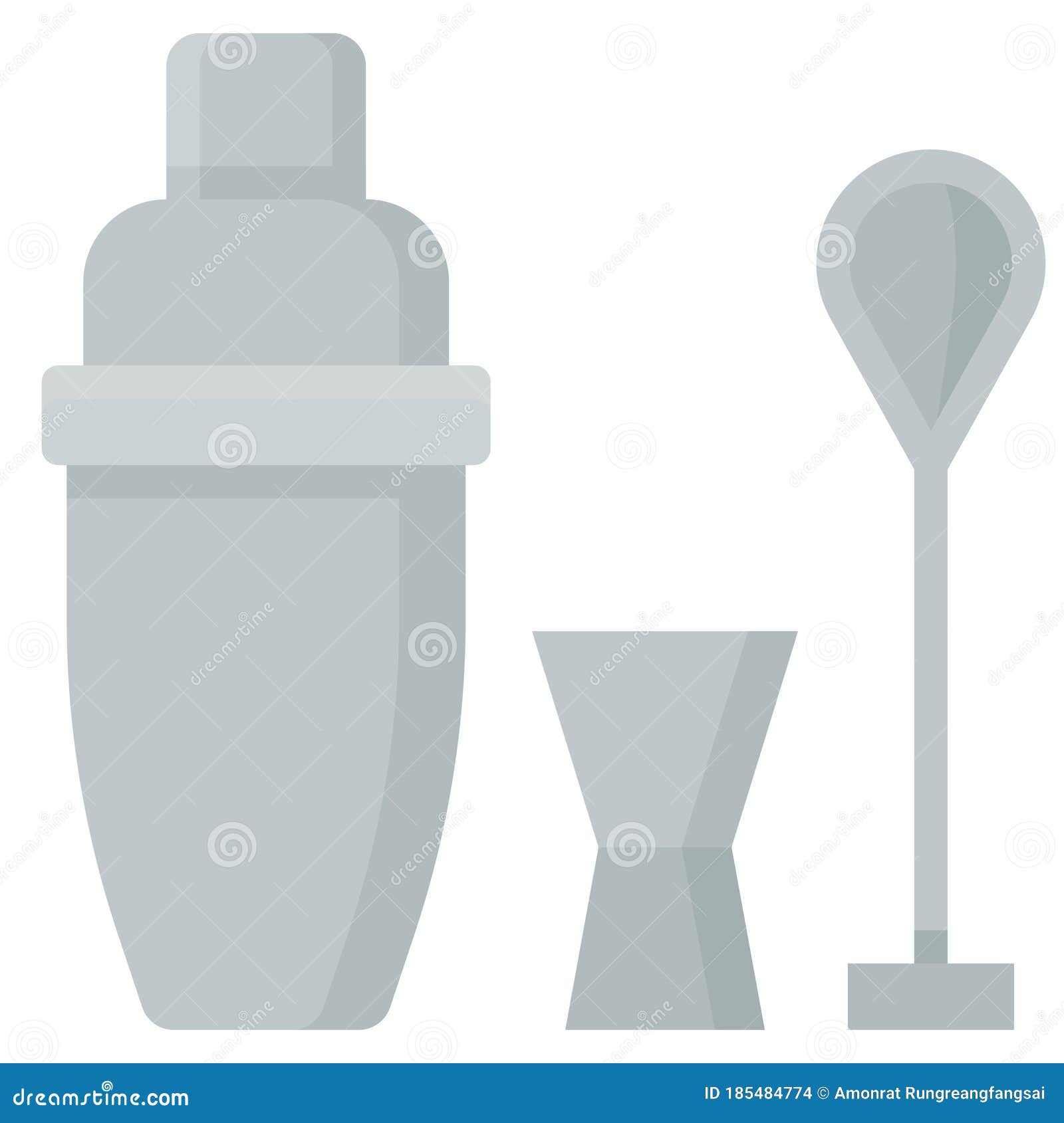 Bartending Equipment Icon, Shaker Jigger and Bar Spoon Stock Vector ...