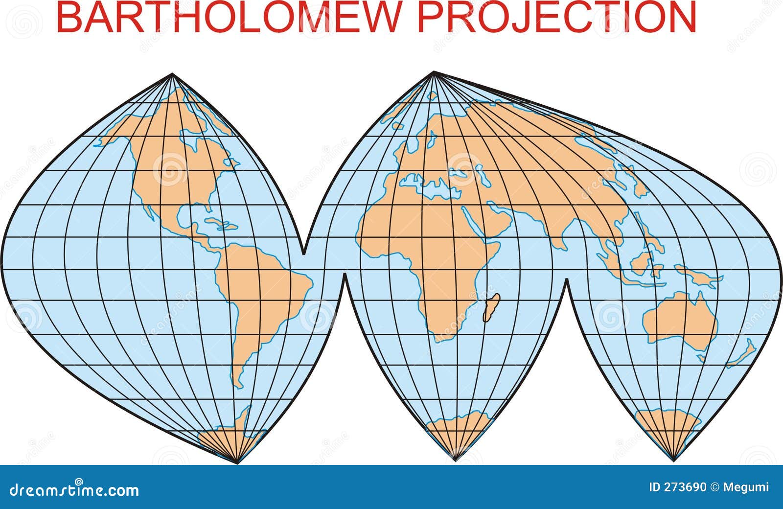 Bartholomew projection map stock illustration. Illustration of mundi ...