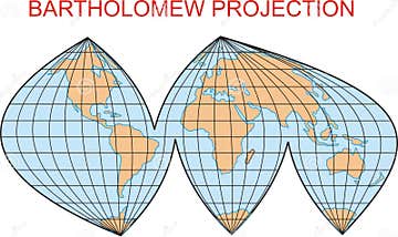 Bartholomew projection map stock illustration. Illustration of mundi ...