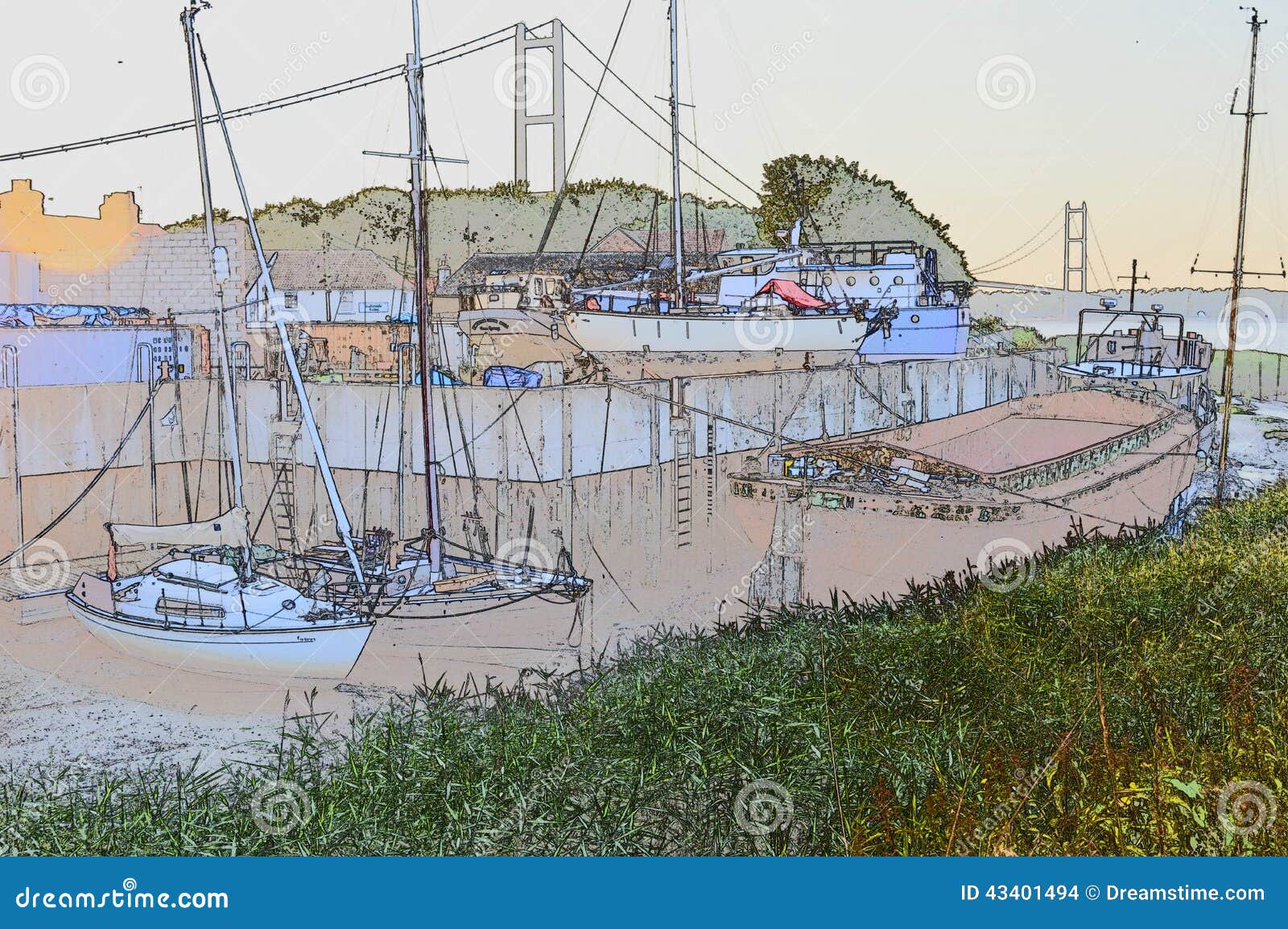 Barton upon Humber Jetty stock illustration. Illustration of line ...