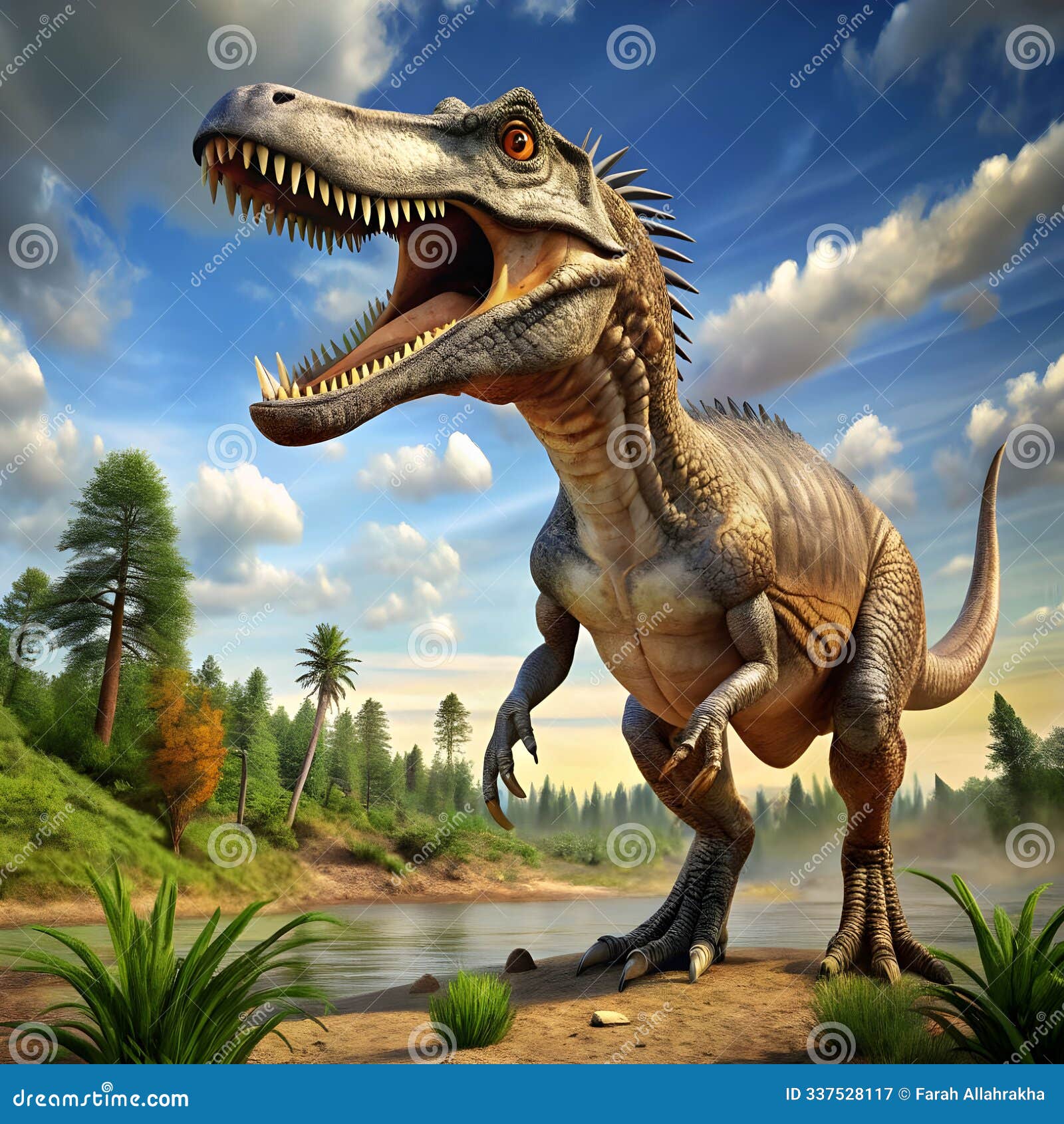 Baryonyx with White Background Stock Illustration - Illustration of ...