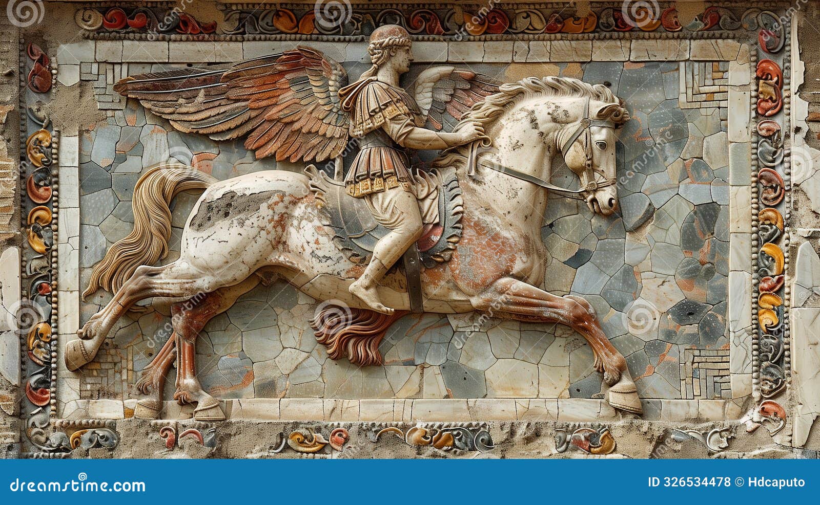 Bas-relief of an Angel Riding a Horse. Stock Photo - Image of statue ...