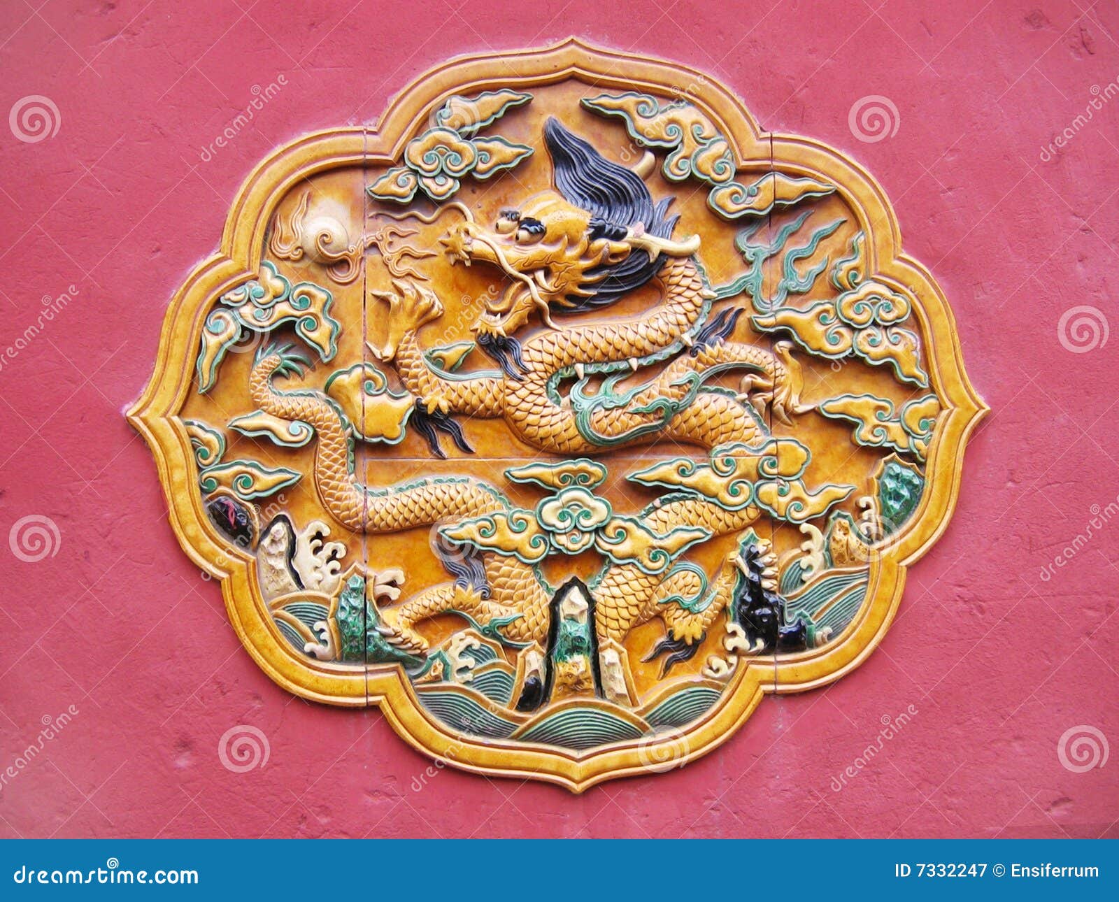 Bas-relief with Chinese Dragon Stock Image - Image of symbol, china ...