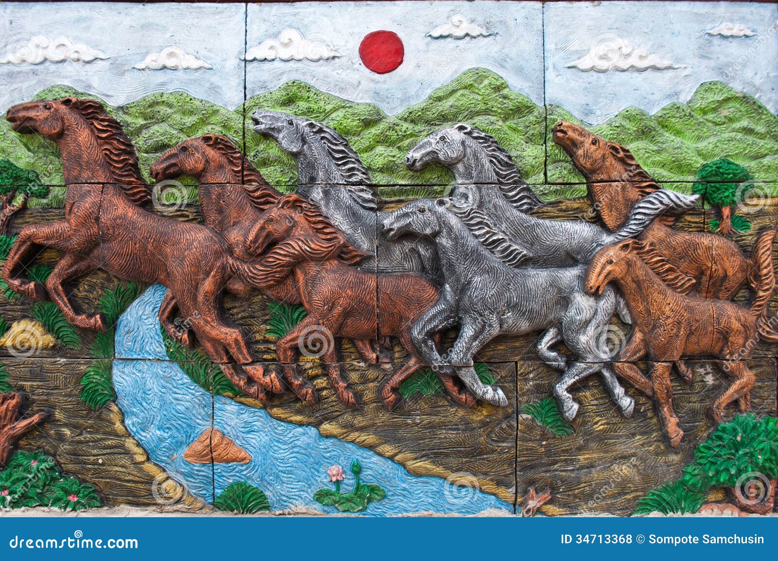 Bas-relief de cheval photo stock. Image du noble, soleil - 34713368