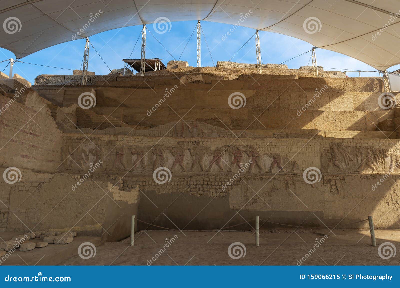 Moche Pyramid with Bas Relief, Peru Stock Image - Image of ancient ...