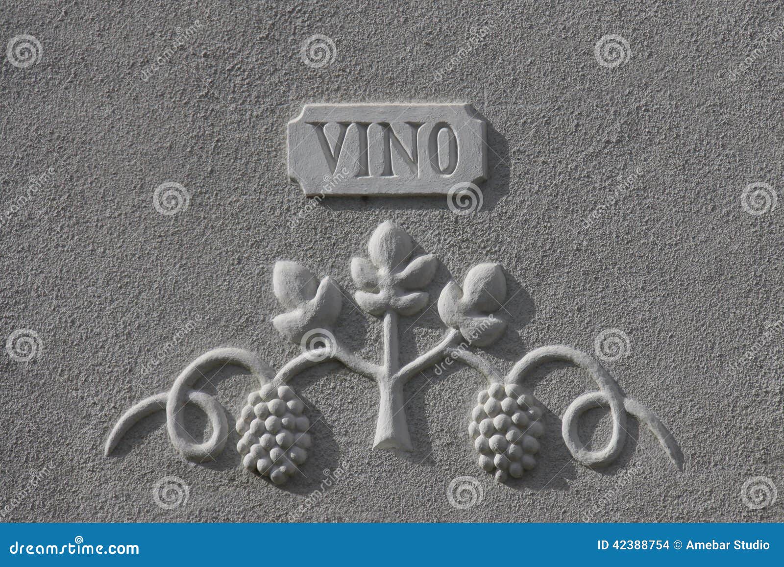 Bas-relief Depicting Grapes, with the Inscription Wine Stock Photo ...