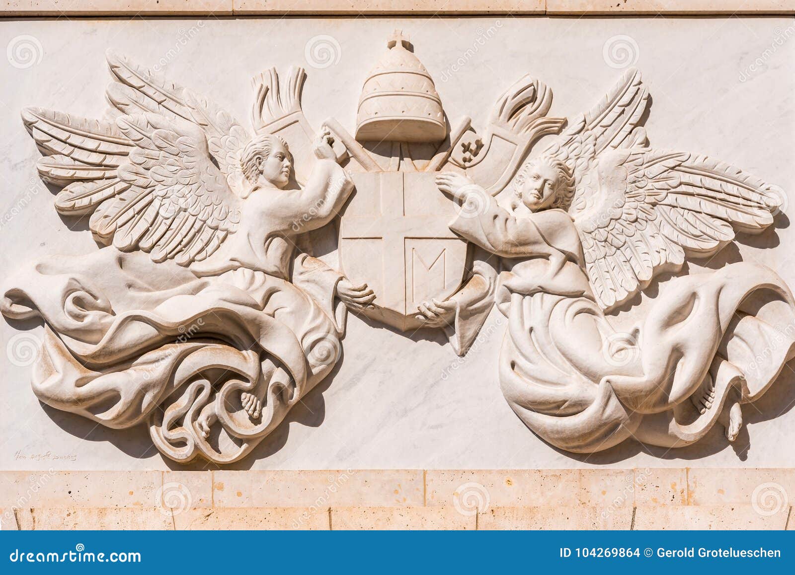 Bas-relief on the Facade of the Building Two Angels, Madrid, Spain ...