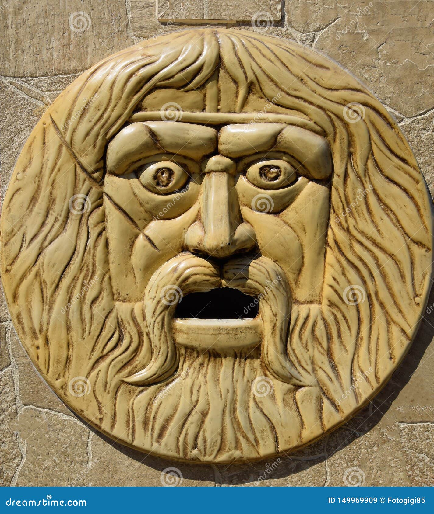 Bas Relief, the Face of a Bearded and Hairy Man Stock Image - Image of ...