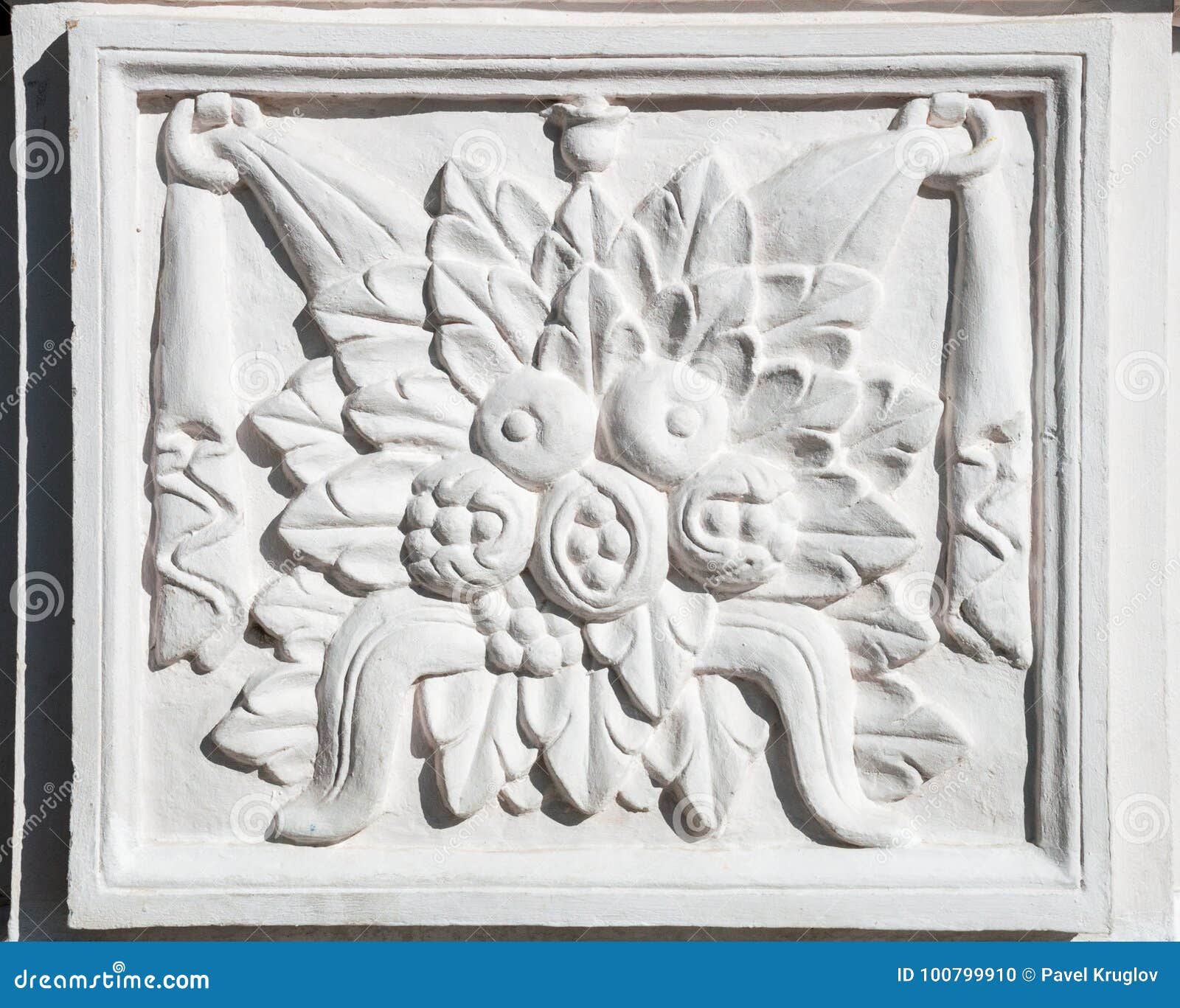 Bas-relief with Floral Ornament Completely Framed Stock Photo - Image ...