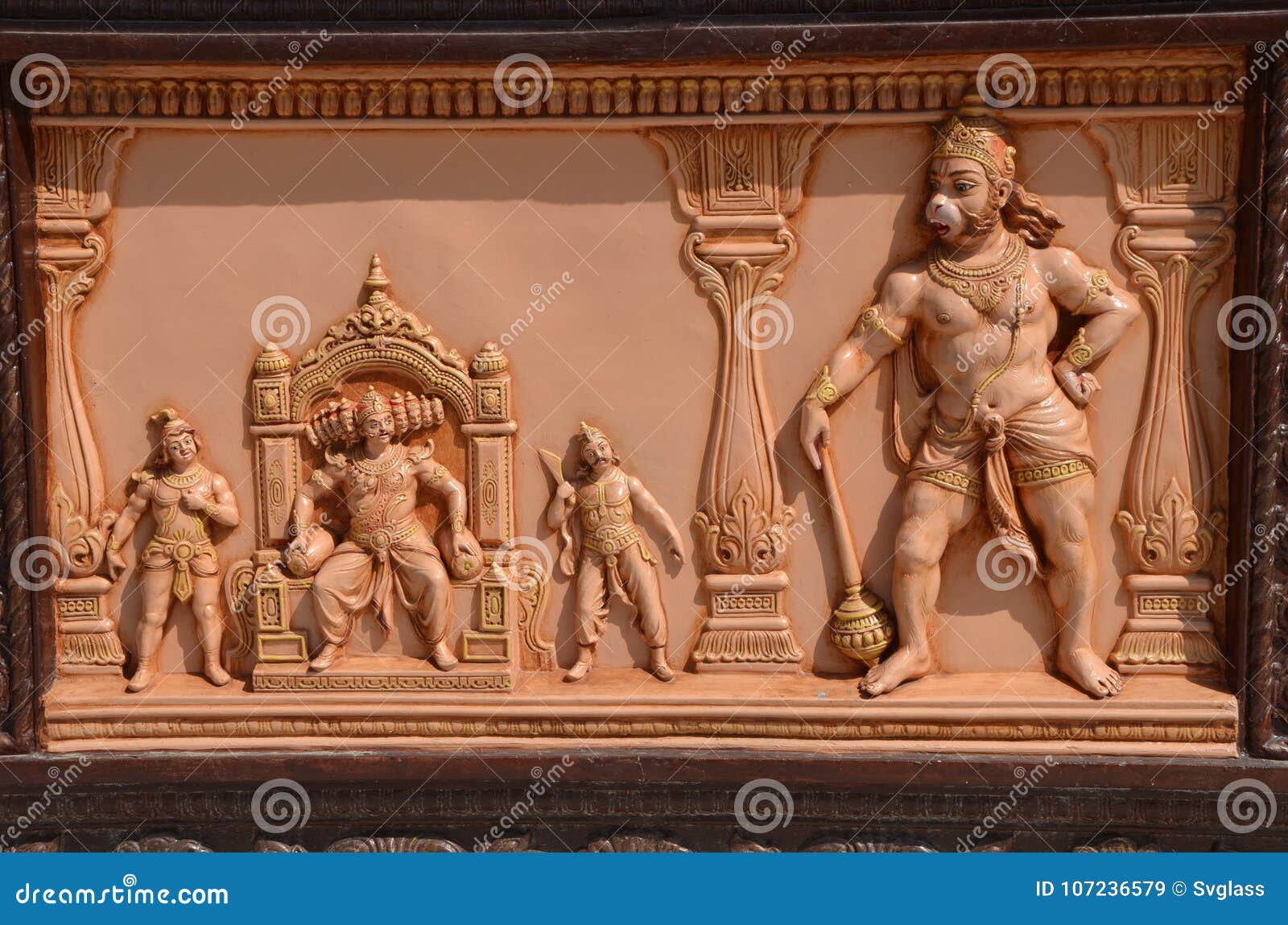 Bas-relief in Hindu temple stock image. Image of scene - 107236579