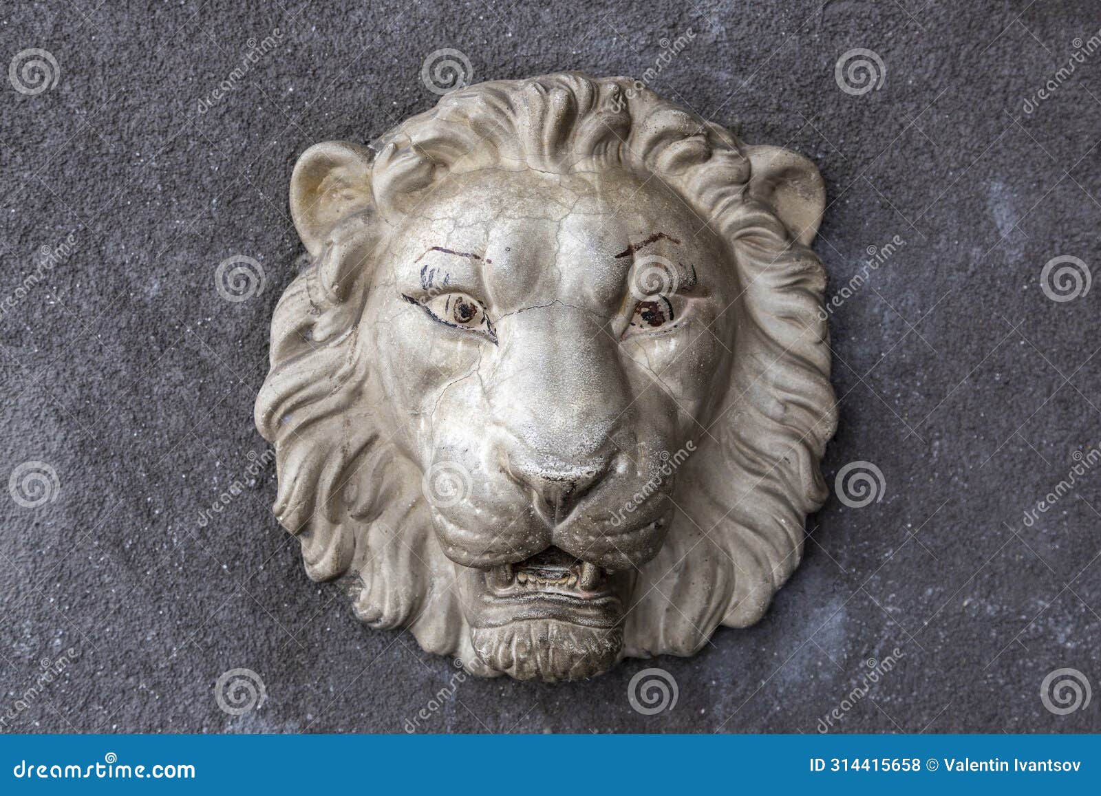 Bas-relief of the Lion S Head on the Wall Stock Photo - Image of gray ...