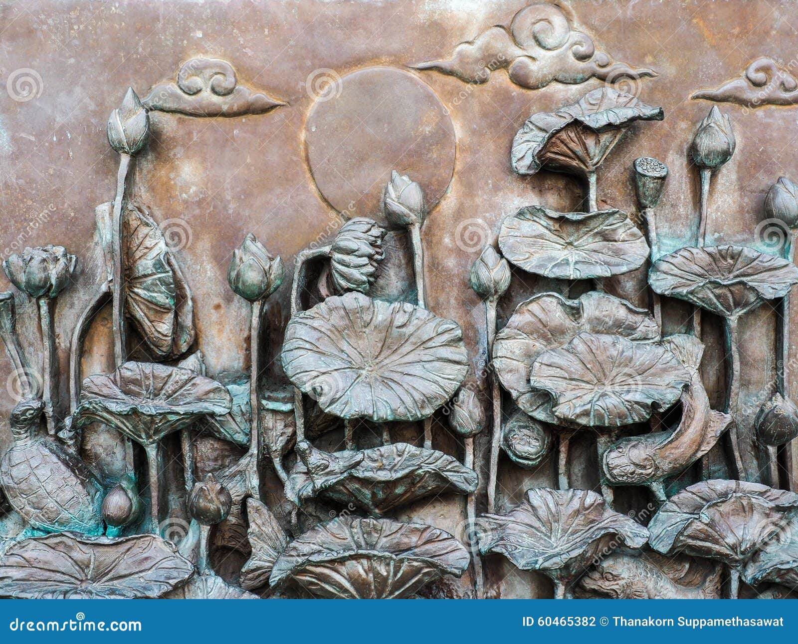 Bas-relief on the lotus stock photo. Image of pedestal - 60465382