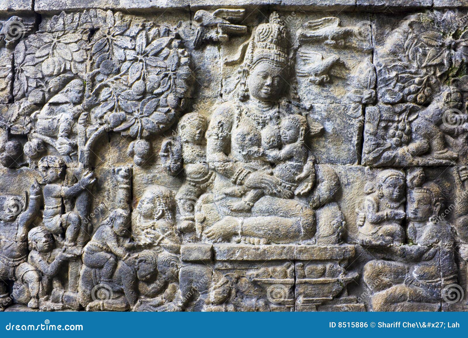 Bas-Relief at Mendut Temple, Indonesia Stock Photo - Image of history ...