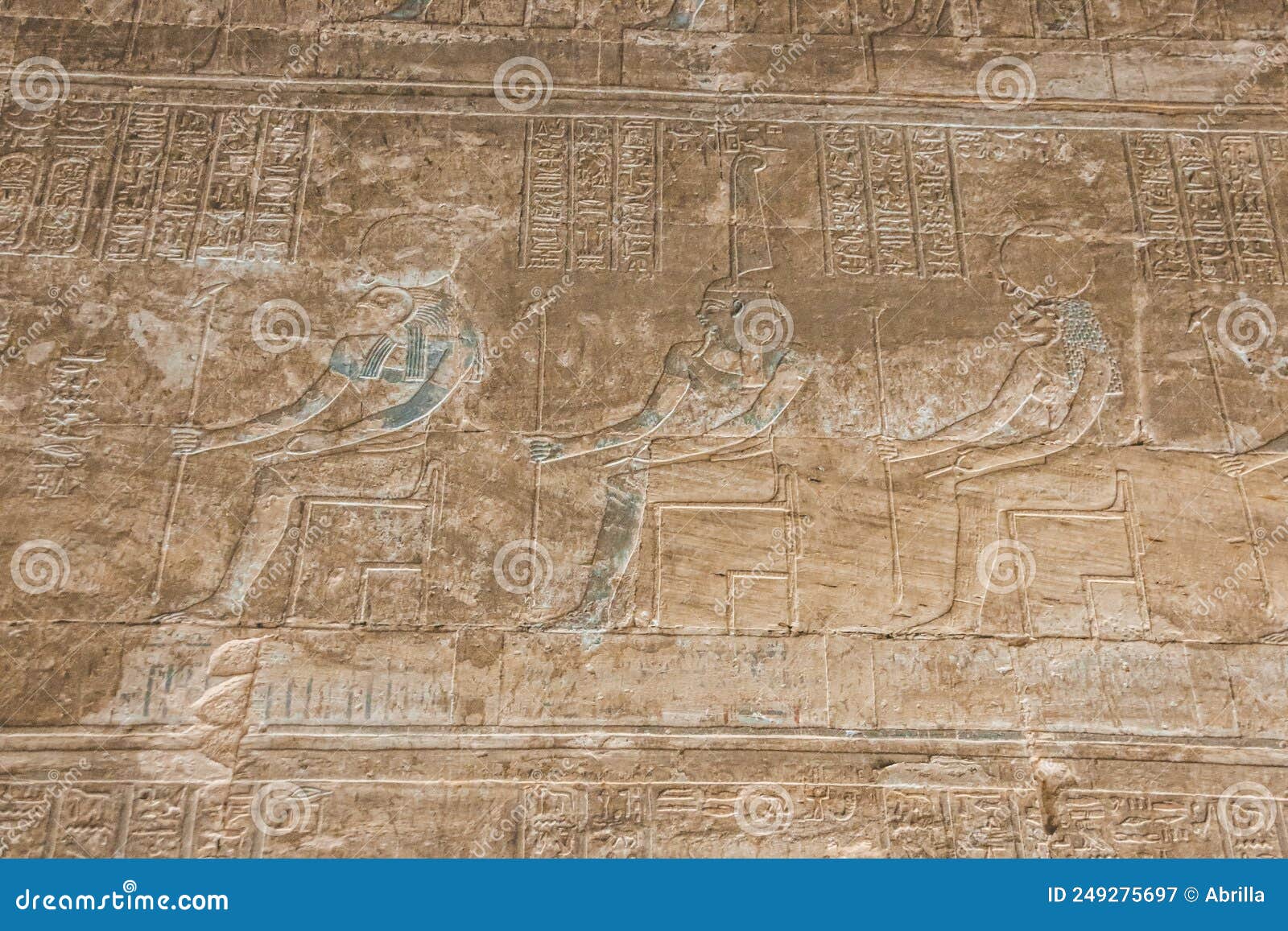 Bas-reliefs of the Ancient Temple of Horus in Edfu, Egypt Stock Image ...