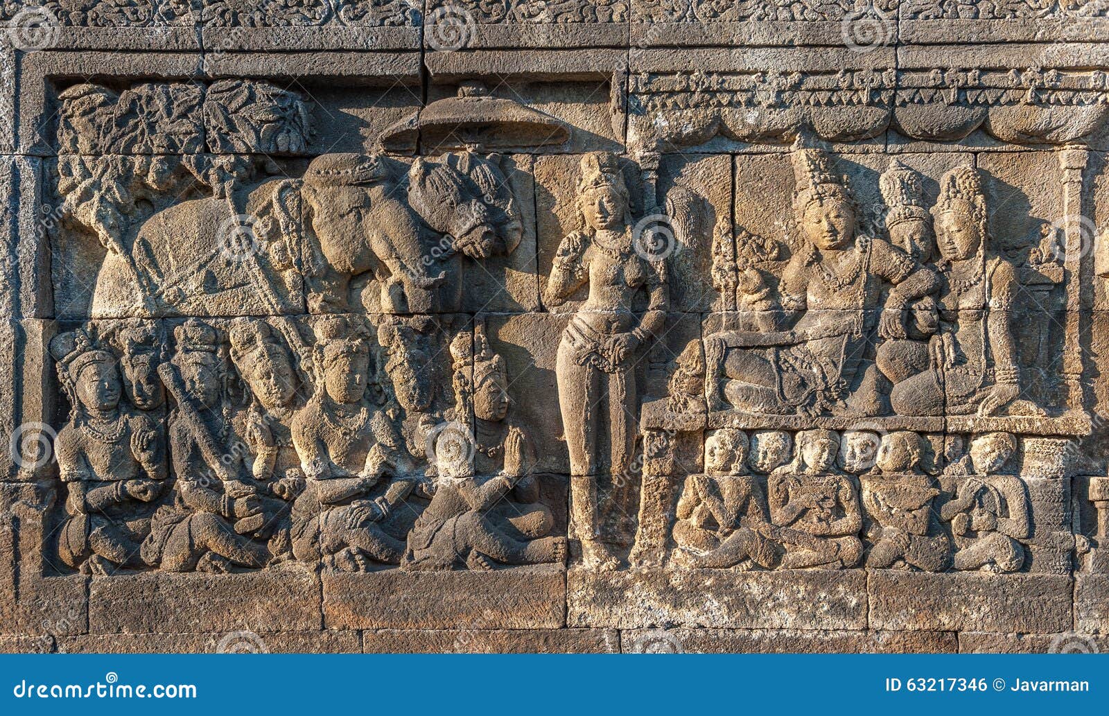 Bas-reliefs of Borobudur Temple, Java, Indonesia Stock Photo - Image of ...